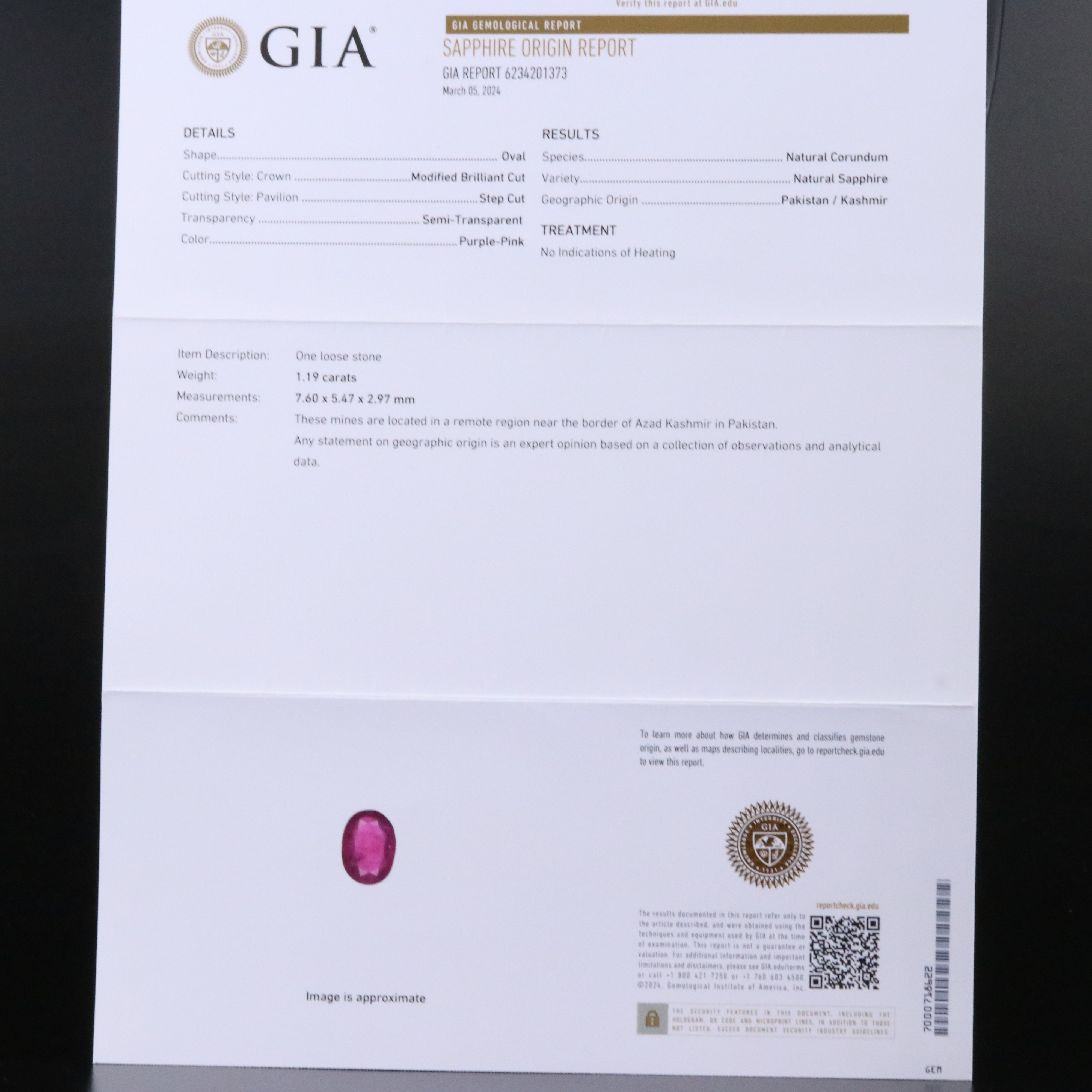 Oscar Friedman Platinum 1.19 CT Unheated Kashmir Sapphire & Diamond ...