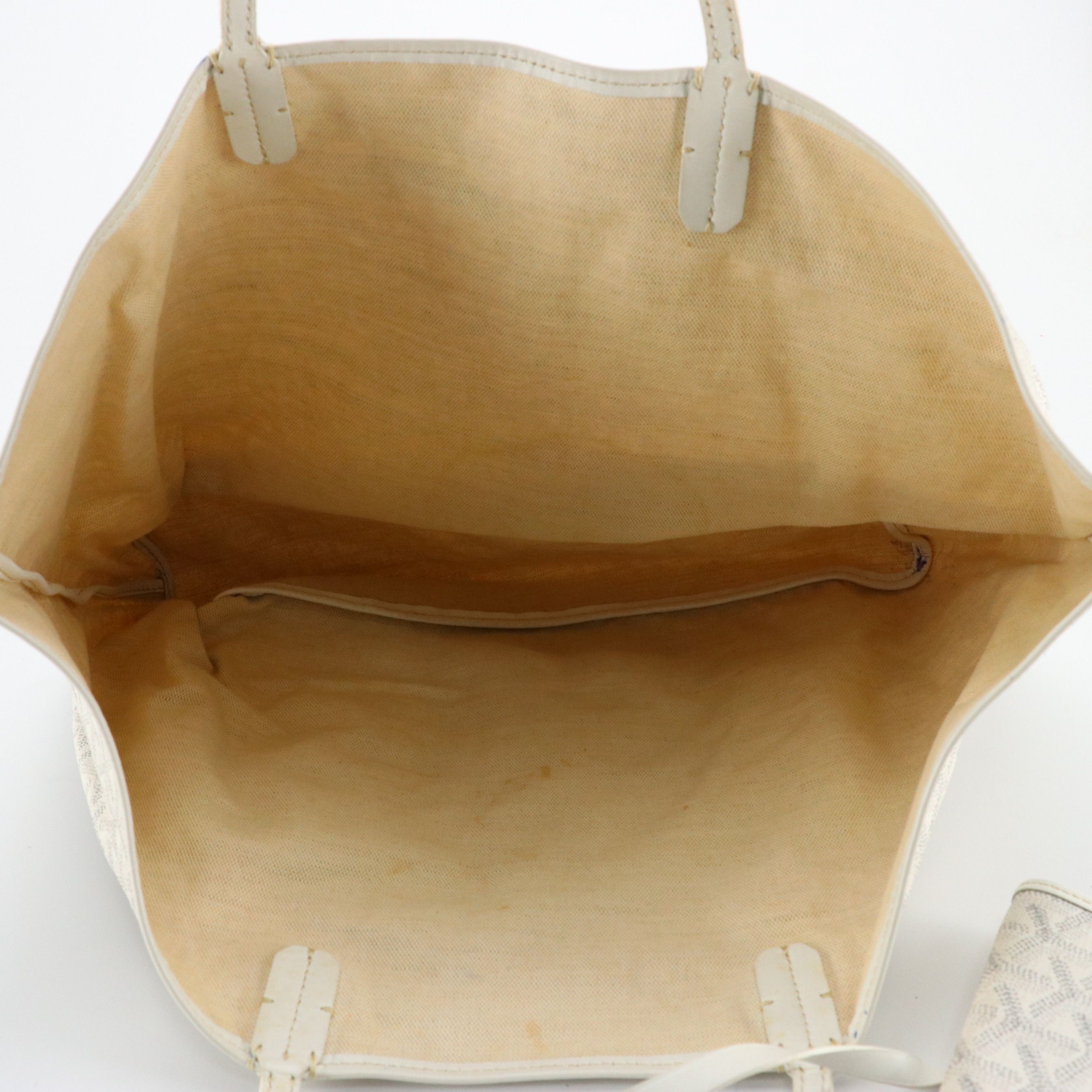 Goyard Saint Louis GM Tote and Pouch in White Goyardine Coated Canvas ...