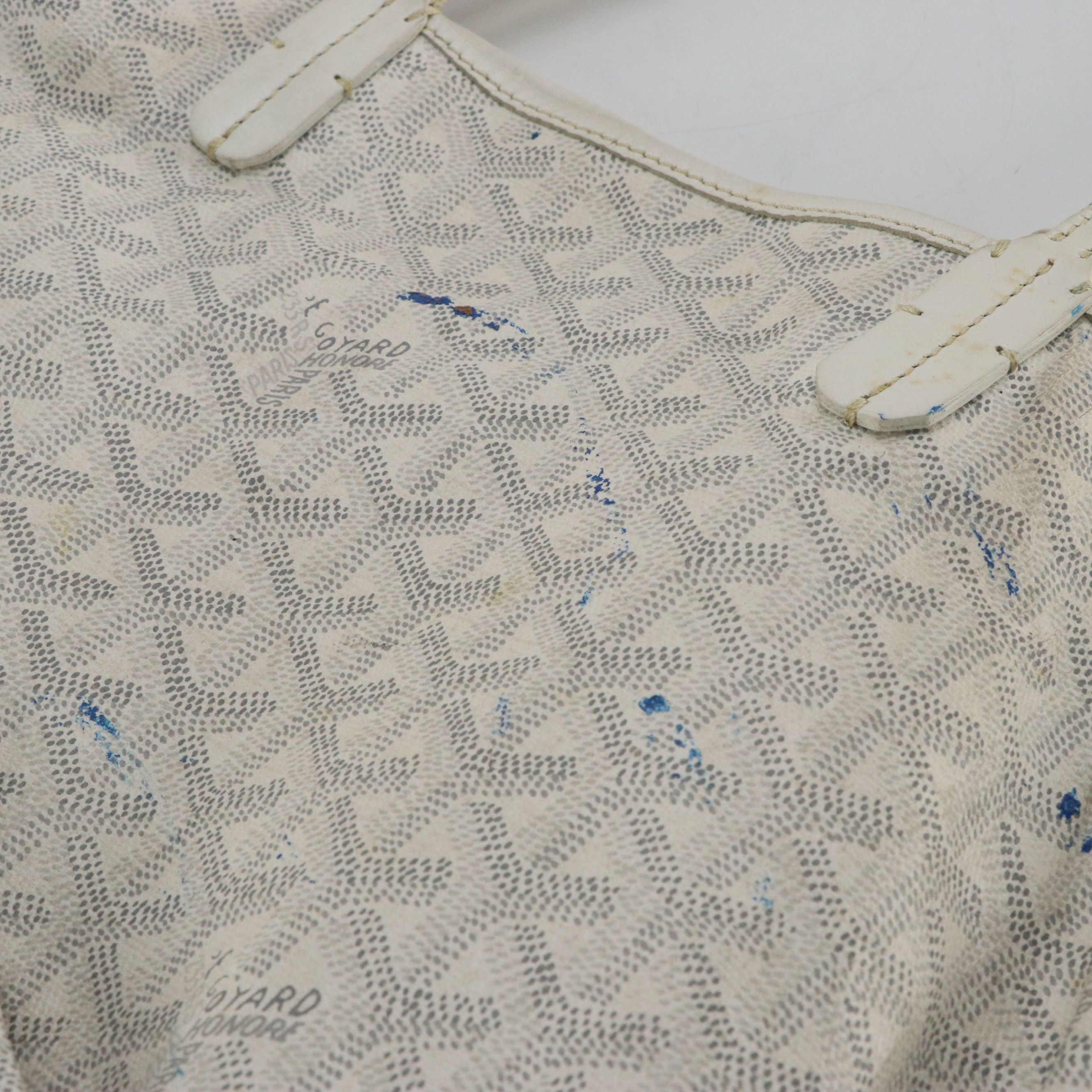 Goyard Saint Louis GM Tote and Pouch in White Goyardine Coated Canvas ...