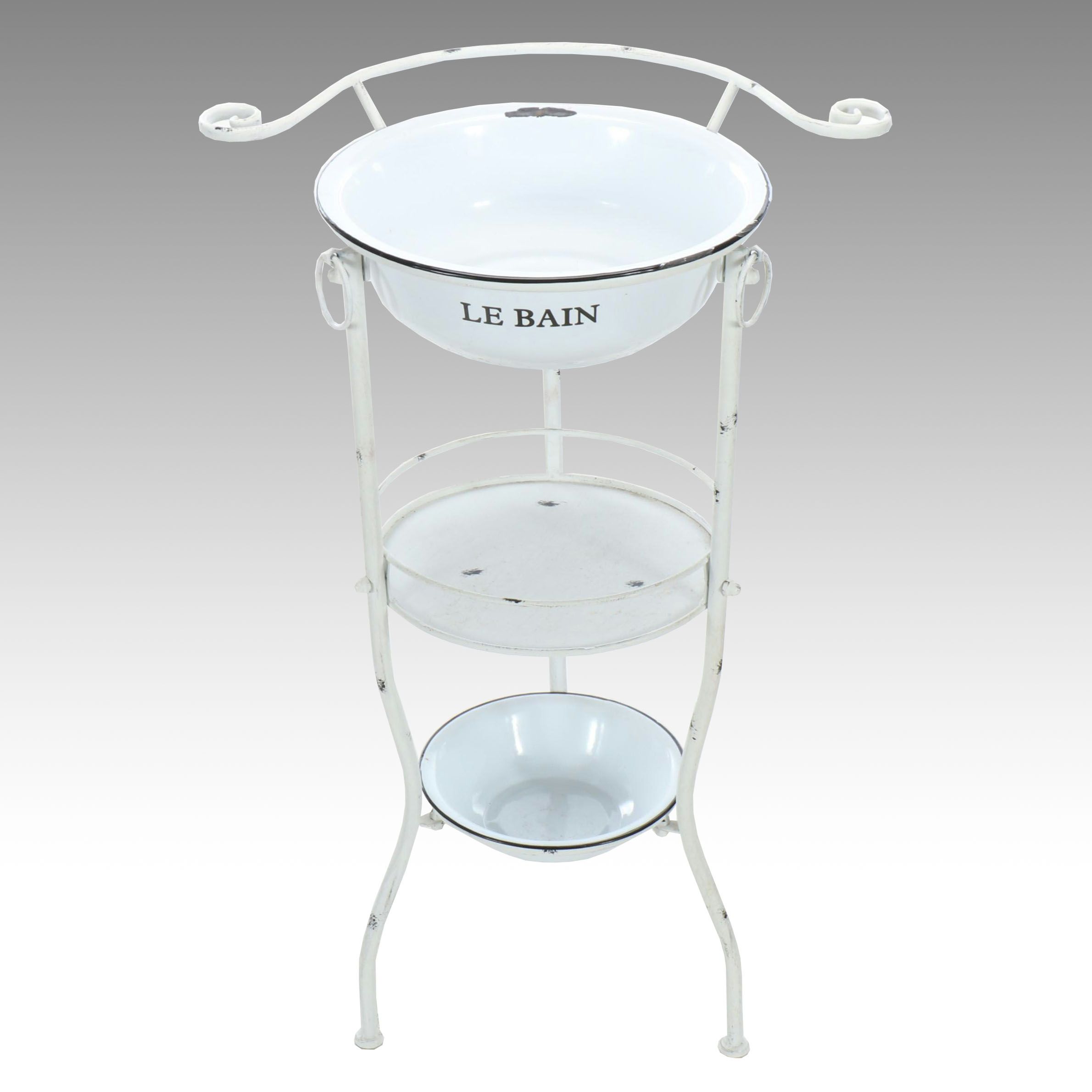 Antique Style "Le Bain" Metal Wash Basin with Enamel Bowls | EBTH