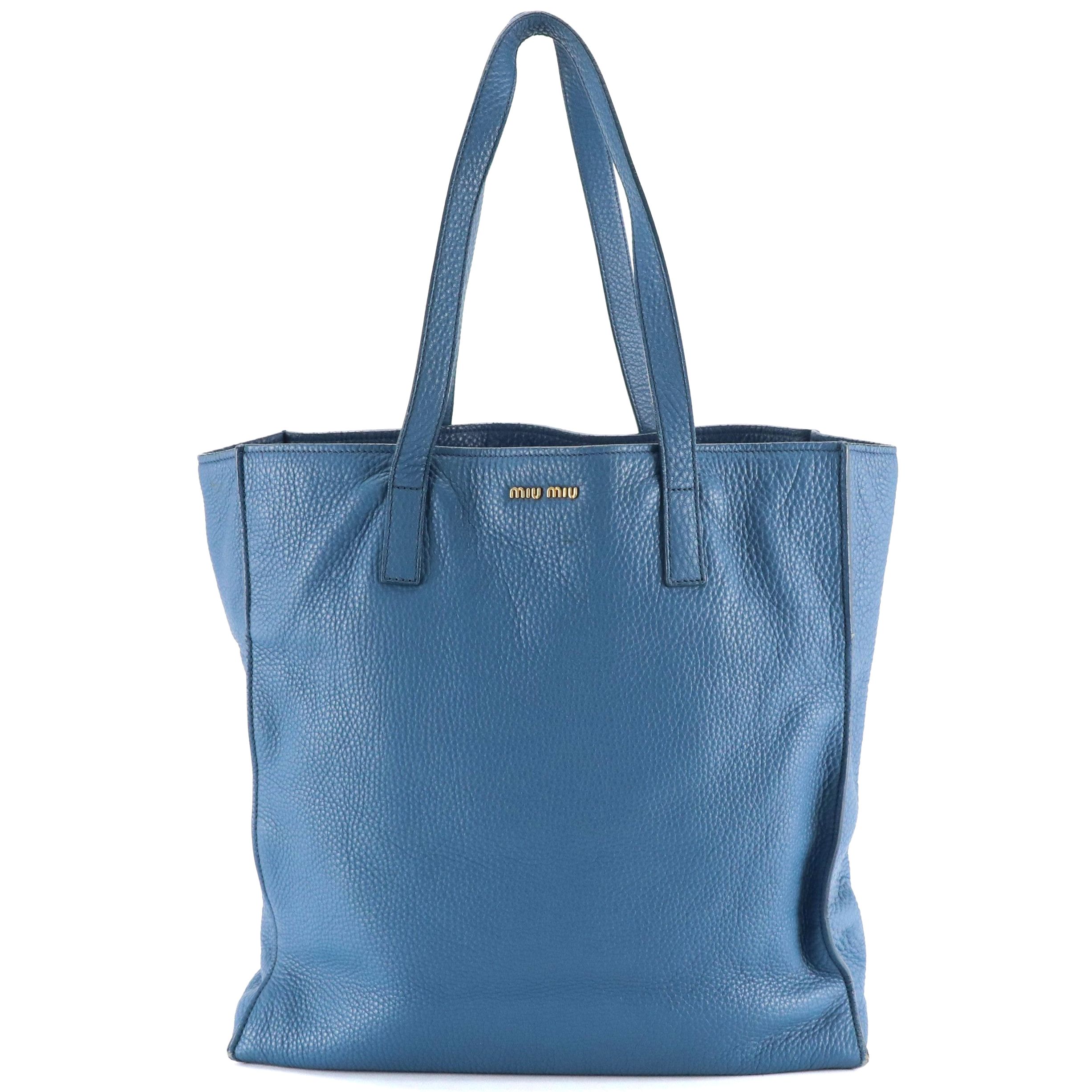 Miu Miu Large Tote Bag in French Blue Grained Calfskin Leather | EBTH