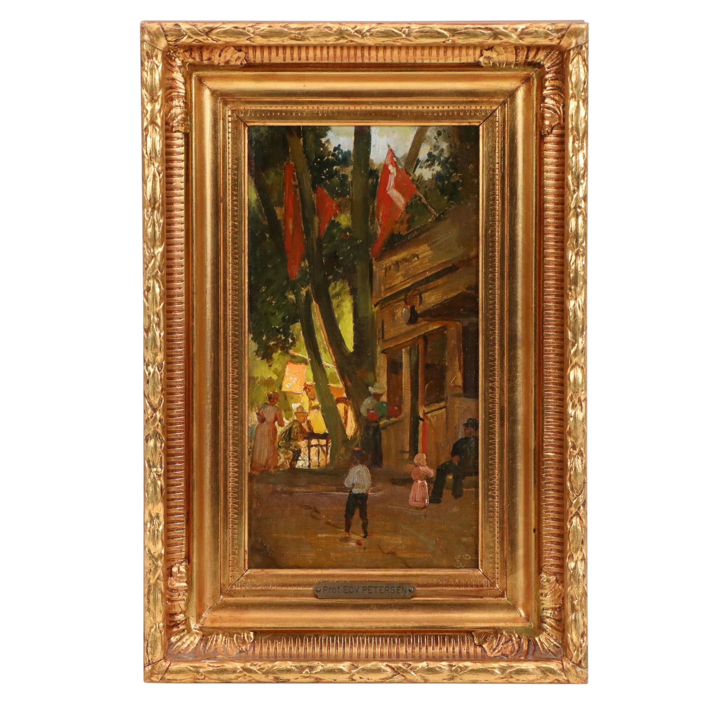 Edvard Frederik Petersen Oil Painting "Bakken Amusement Park," 1902 | EBTH