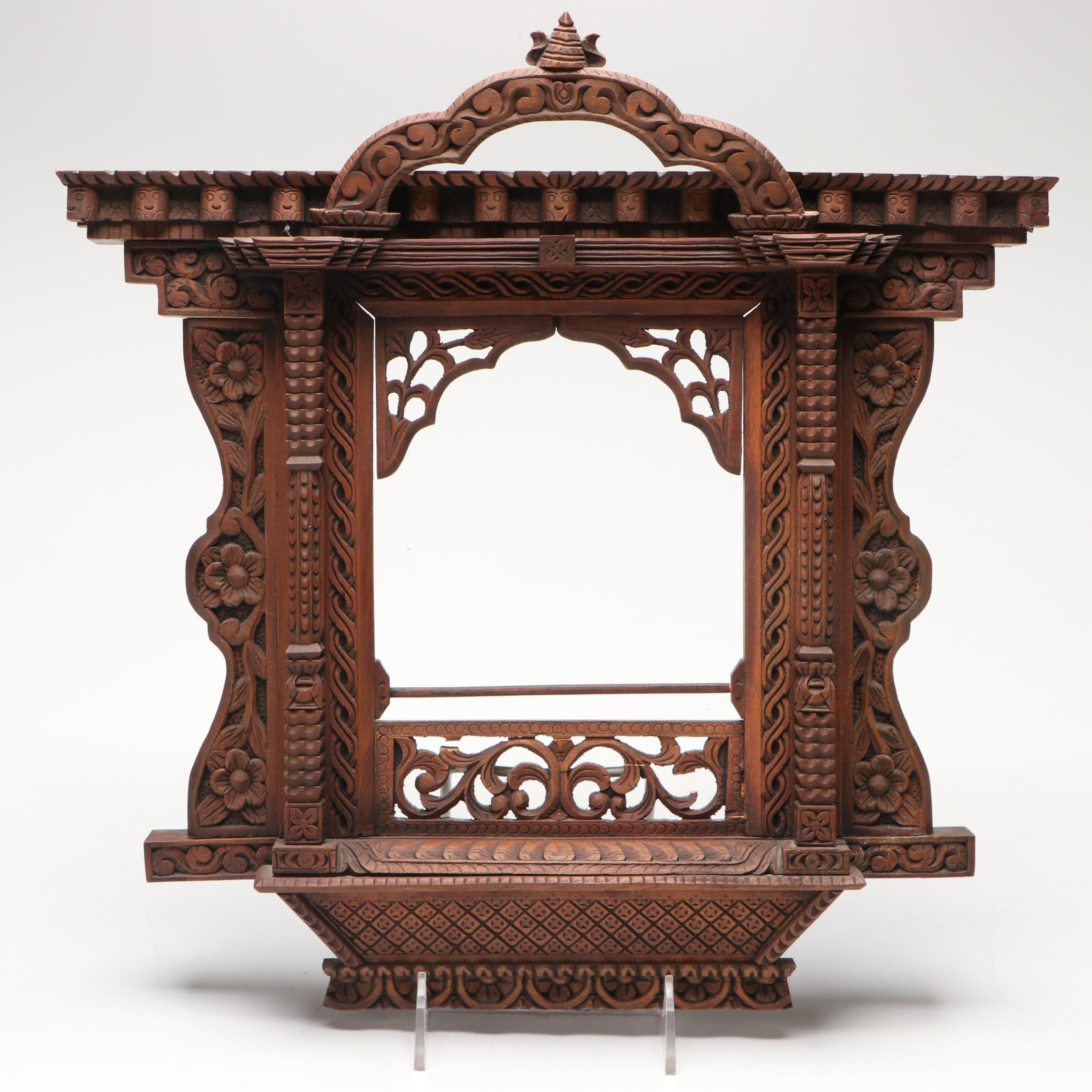 Nepalese Hand-Carved Wooden Jharokha Temple Frame | EBTH