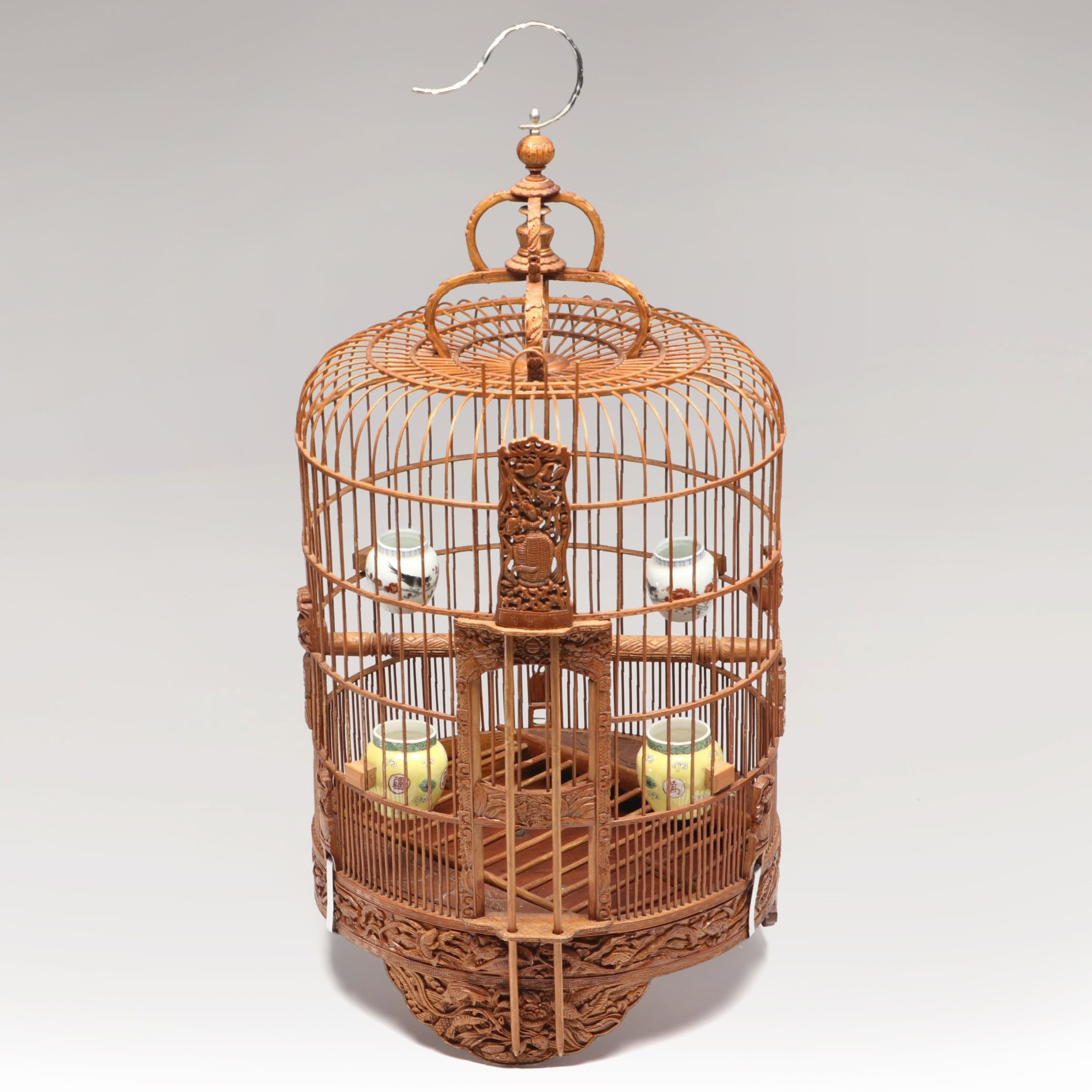 Chinese Handcrafted Wood and Bamboo Bird Cage | EBTH