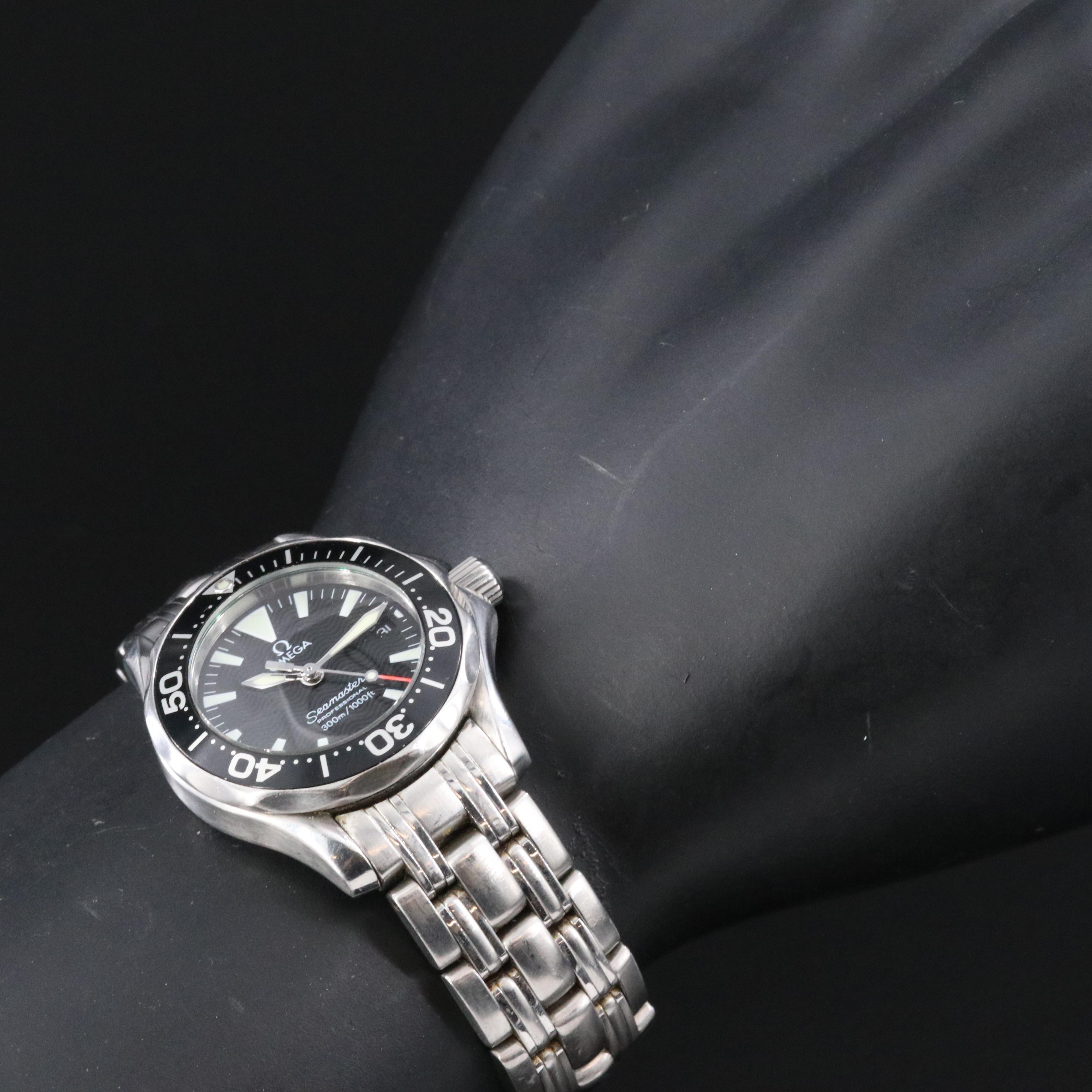 Omega Seamaster 28mm Black Quartz Bracelet Model #2282.50.00 | EBTH