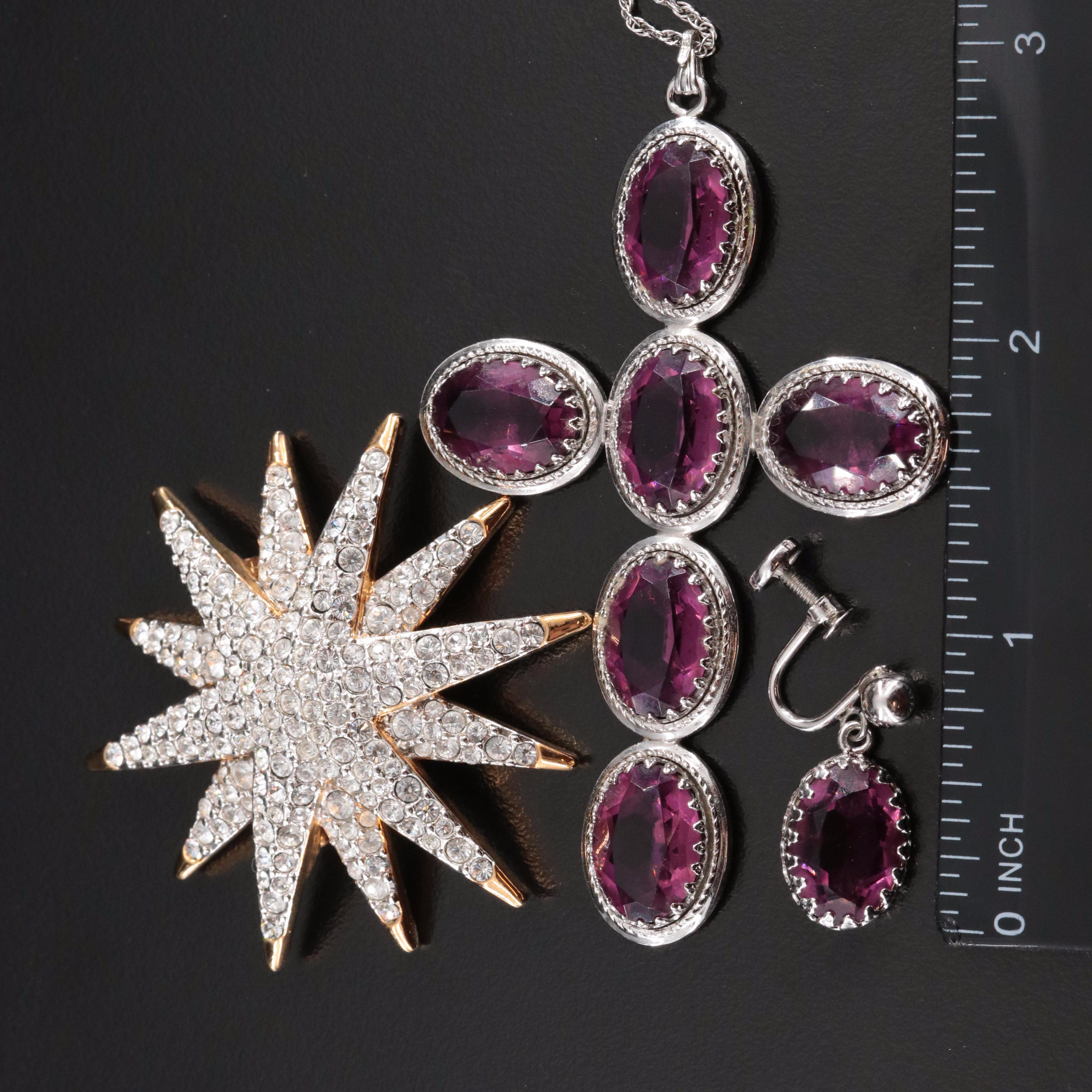 Danecraft Sterling Set with Swarovski Crystal Brooch | EBTH