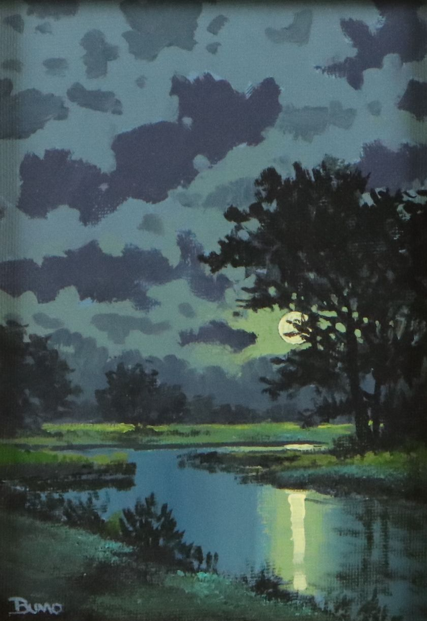 Douglas "Bumo" Johnpeer Acrylic Nocturne Landscape Painting, 2024 | EBTH