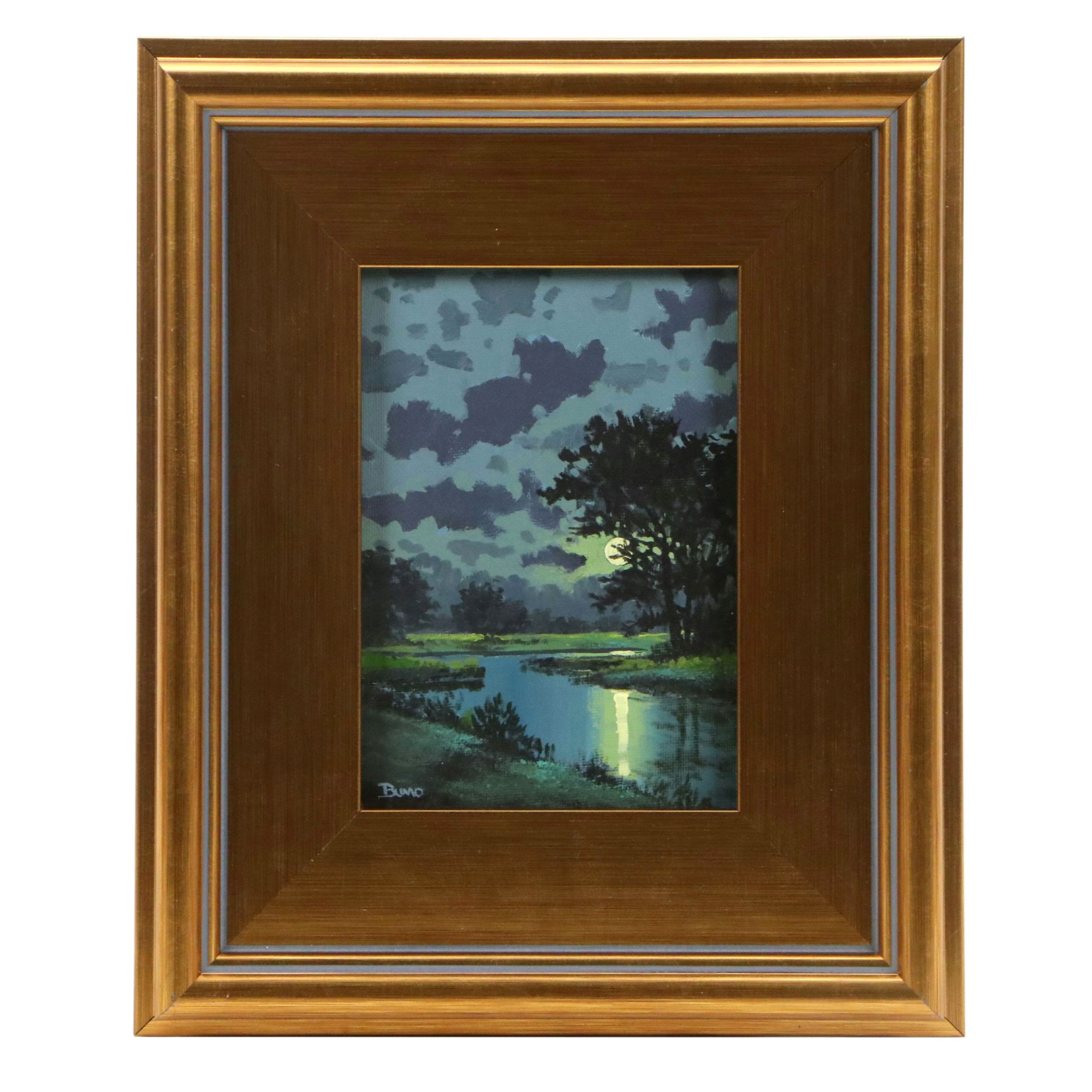 Douglas "Bumo" Johnpeer Acrylic Nocturne Landscape Painting, 2024 | EBTH