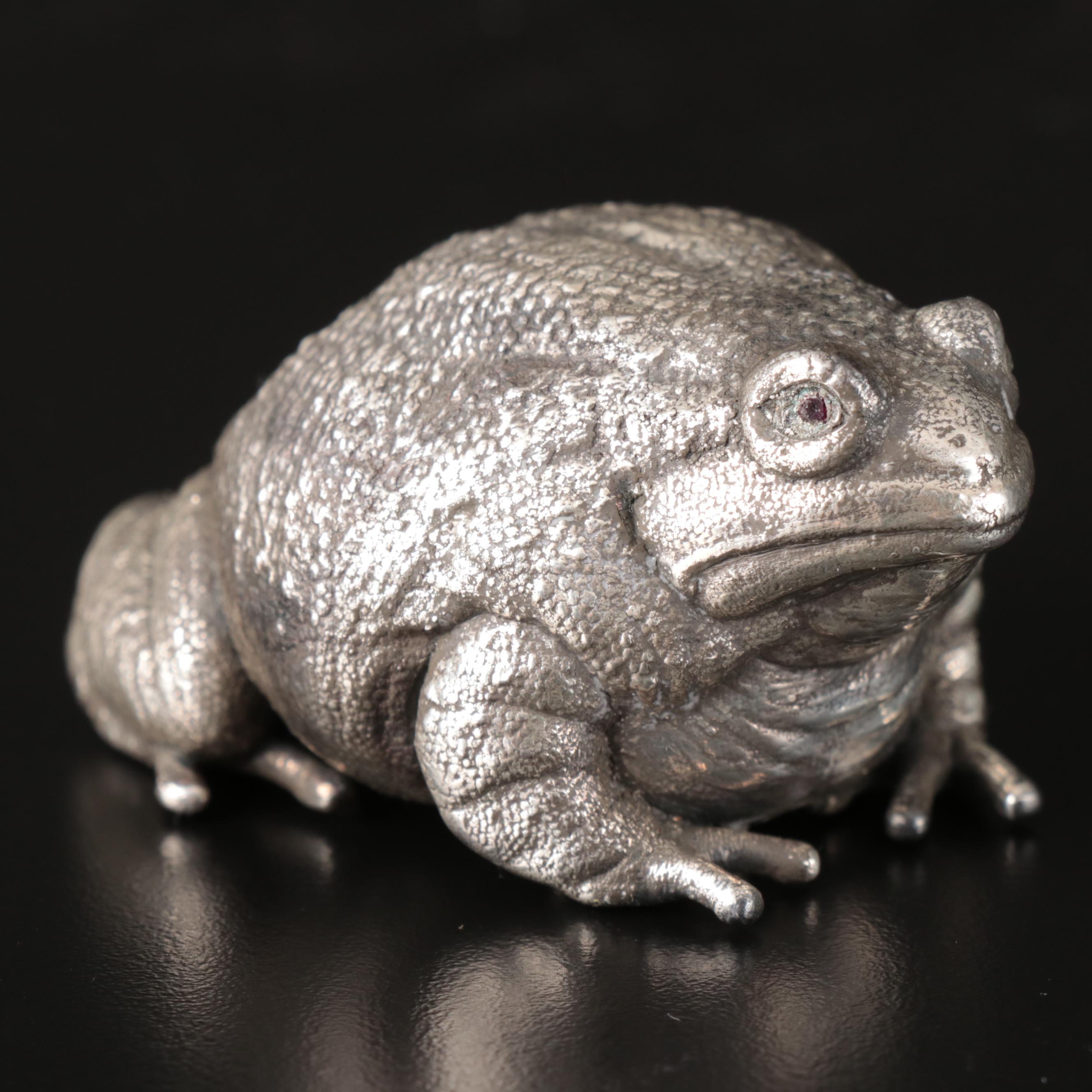 Russian 875 Silver Frog with Ruby Eyes | EBTH