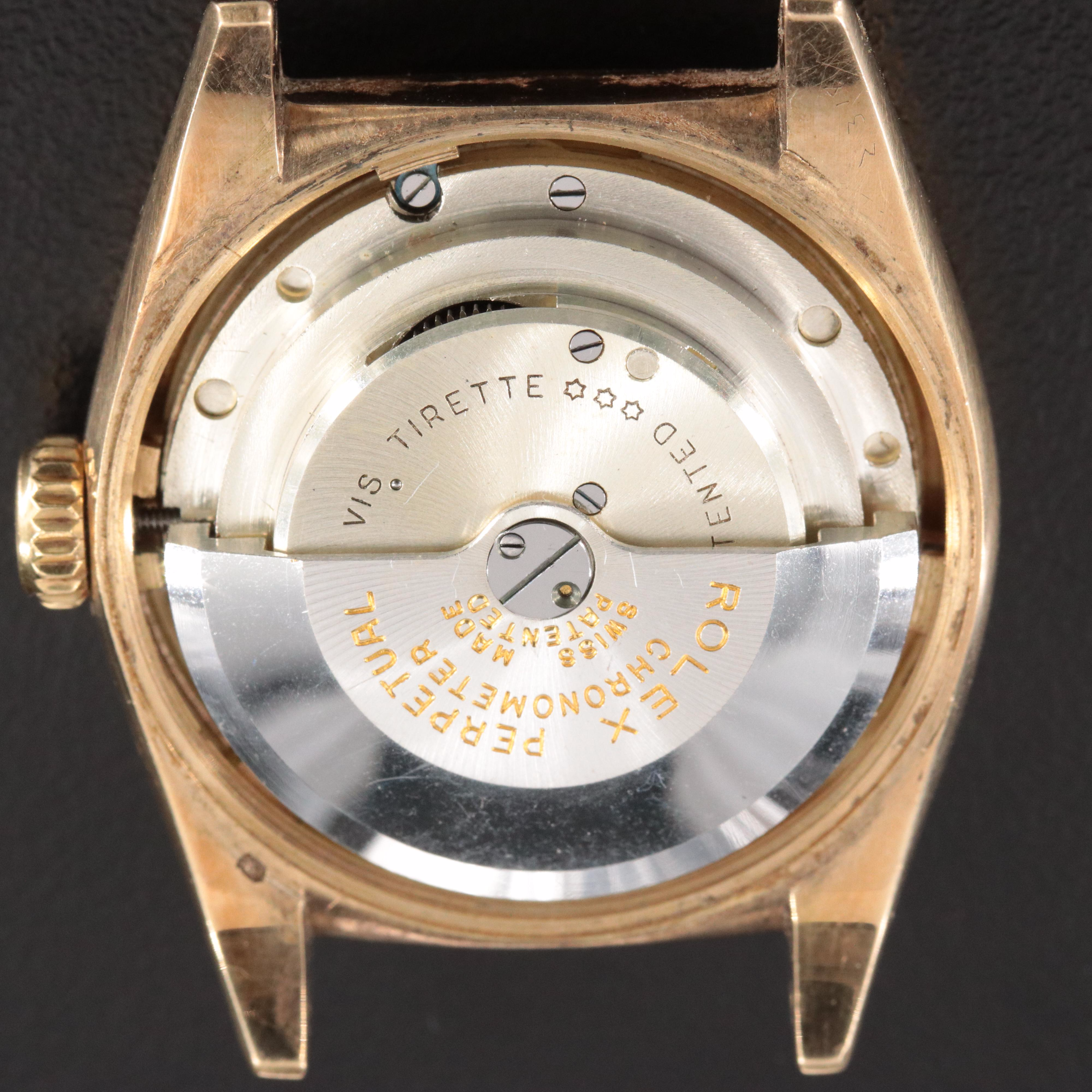 1948 Rolex Oyster Perpetual Bubble Back Engine Turned Bezel Watch | EBTH