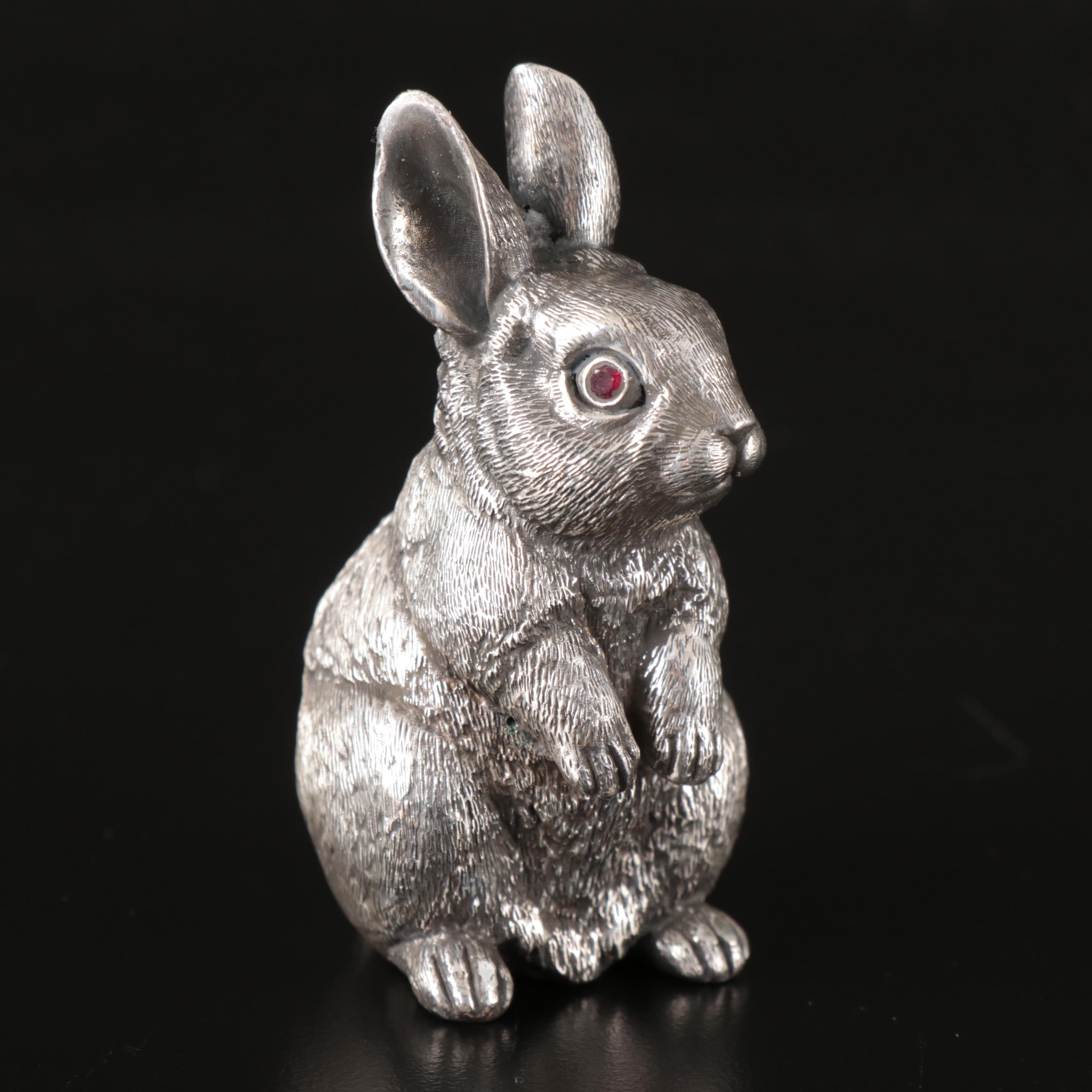 Russian 875 Silver Rabbit with Ruby Eyes | EBTH