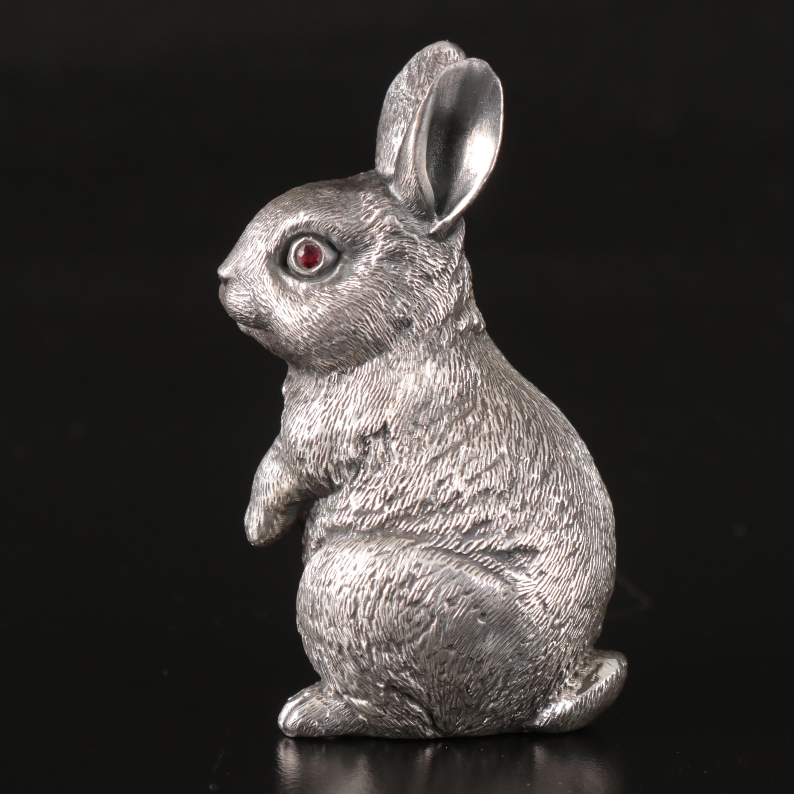Russian 875 Silver Rabbit with Ruby Eyes | EBTH
