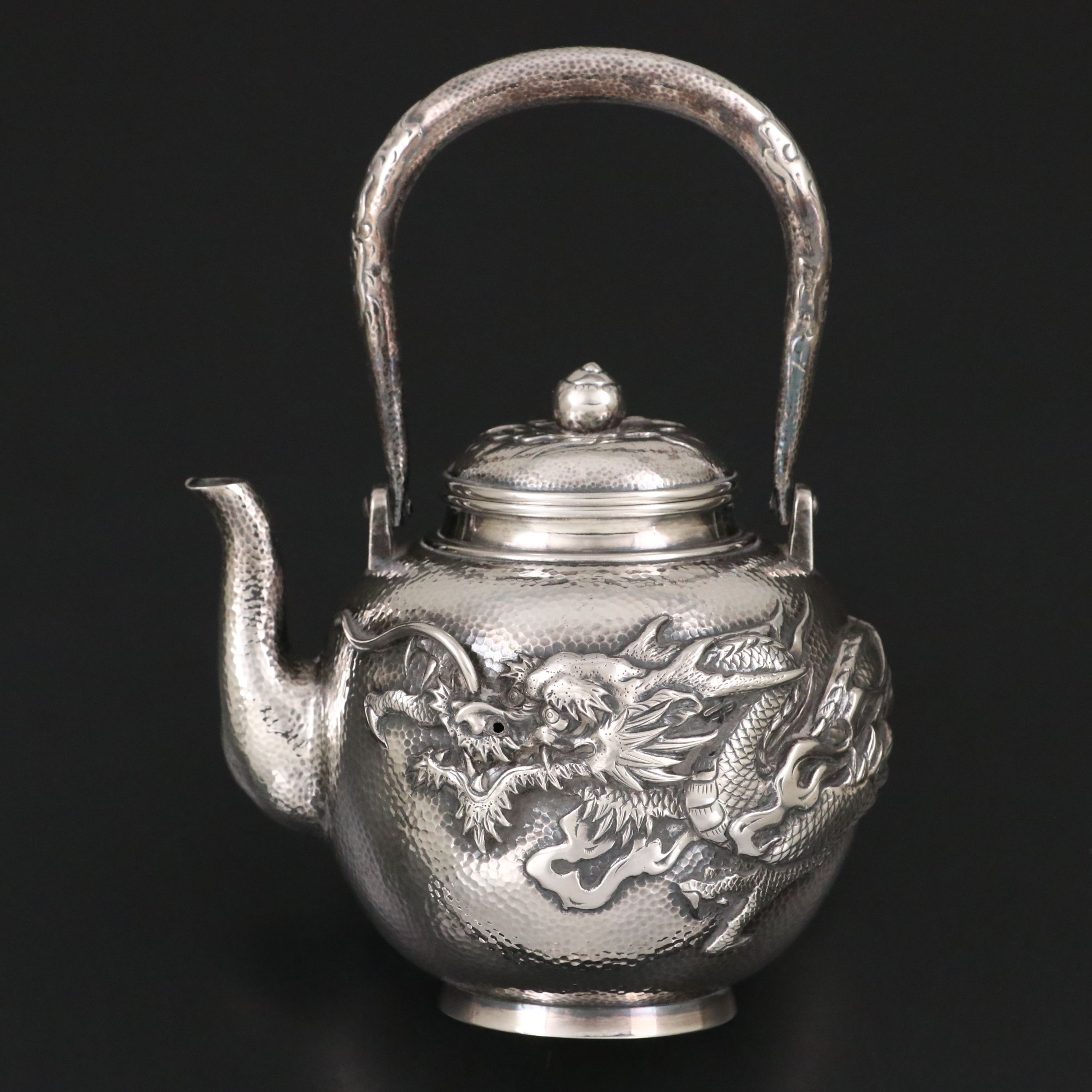 Chinese Repoussé Sterling Silver Dragon Teapot | EBTH