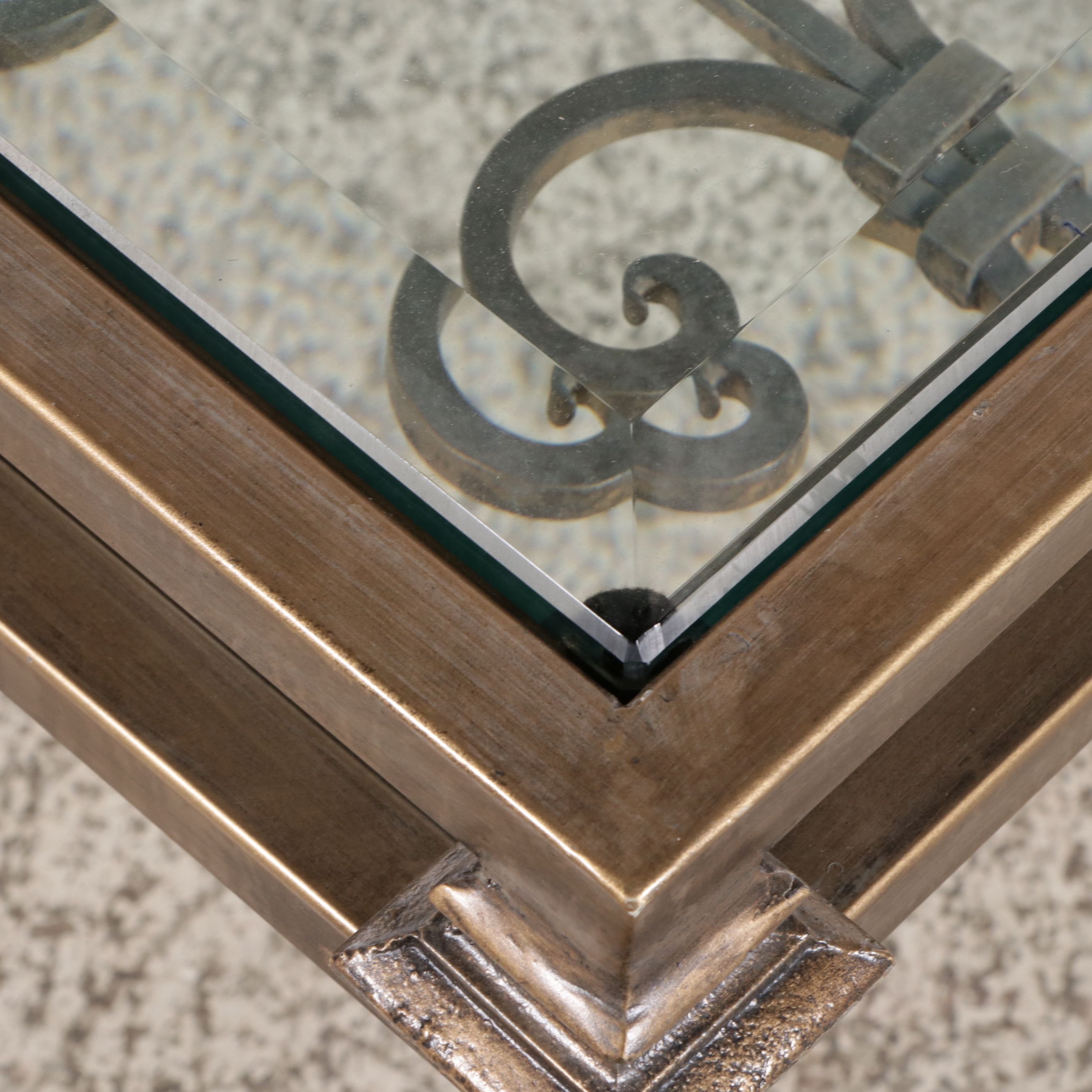 Contemporary Scrolled Metal Glass Top Coffee Table | EBTH