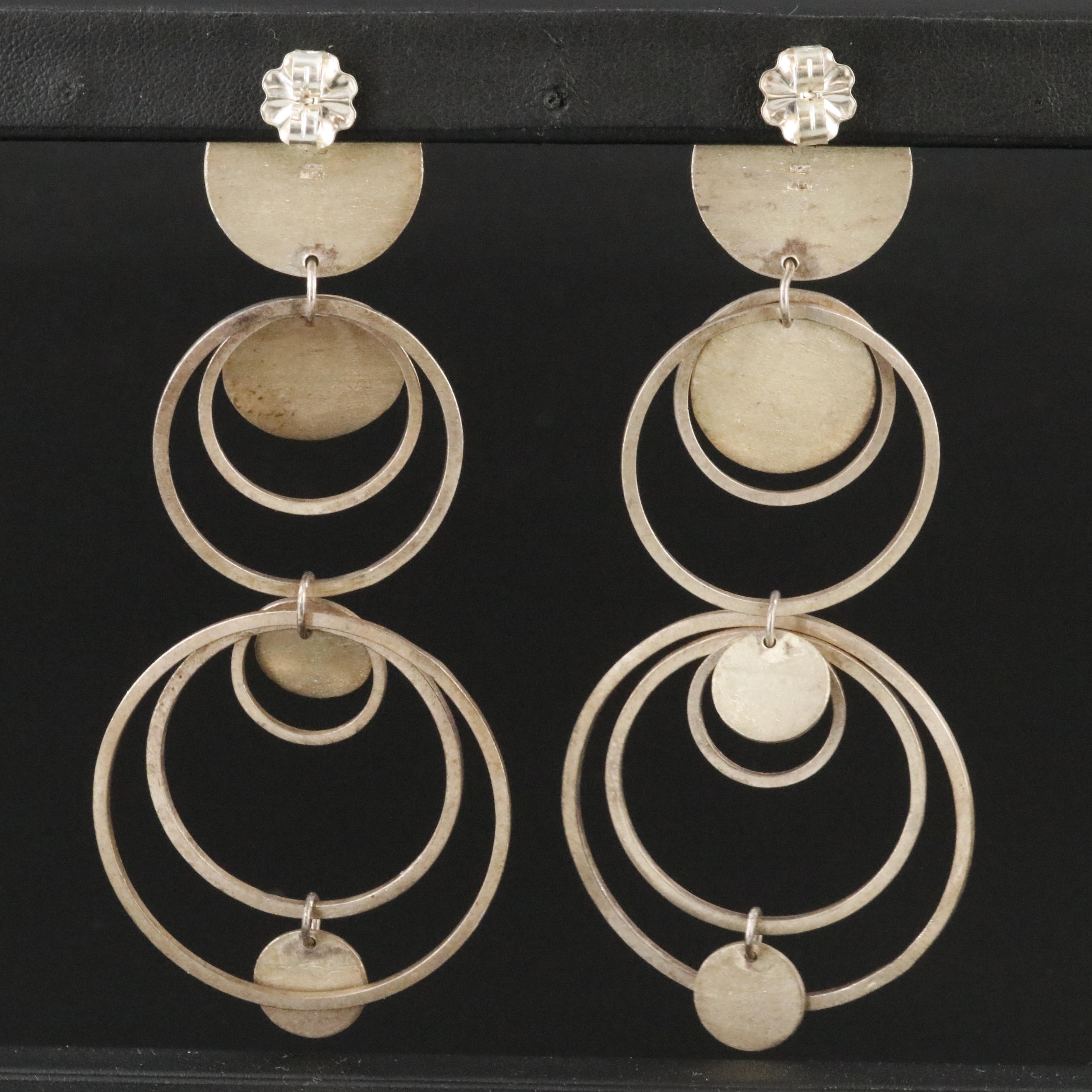 Mexican Sterling Concentric Drop Earrings | EBTH