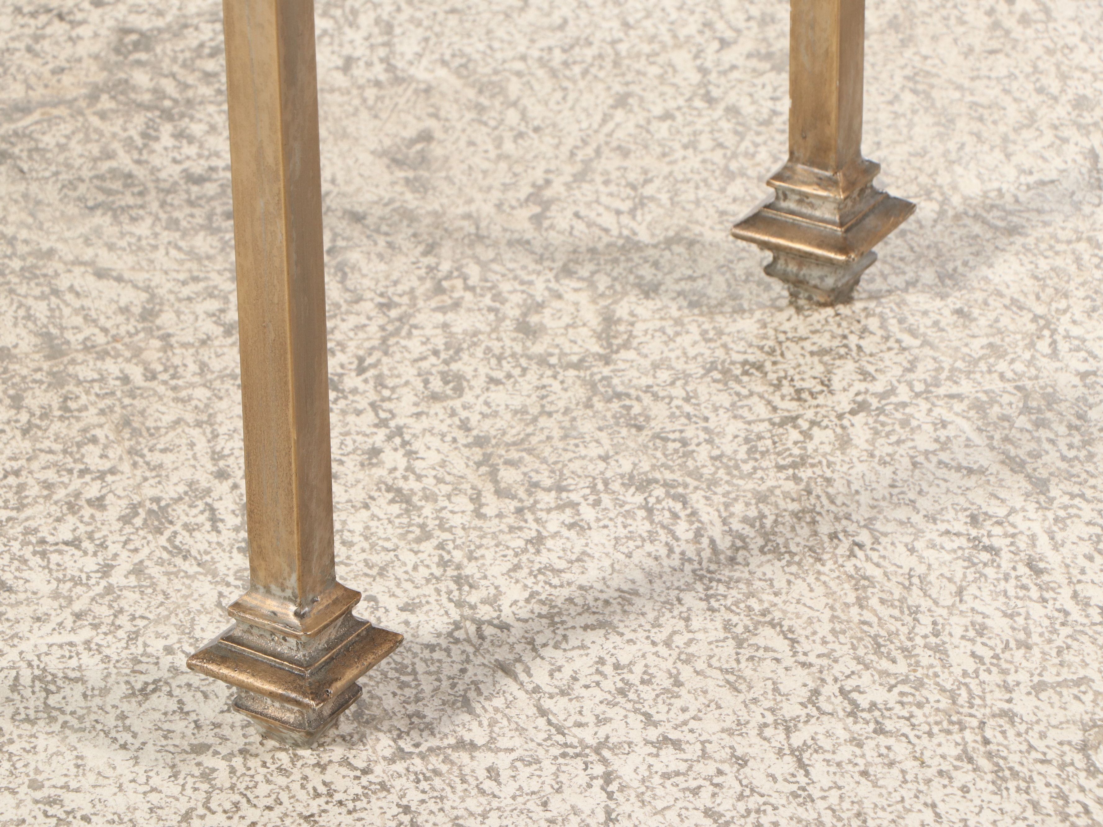 Gold-Finished Wrought Iron and Glass Console Table with Fleur-de-lis ...