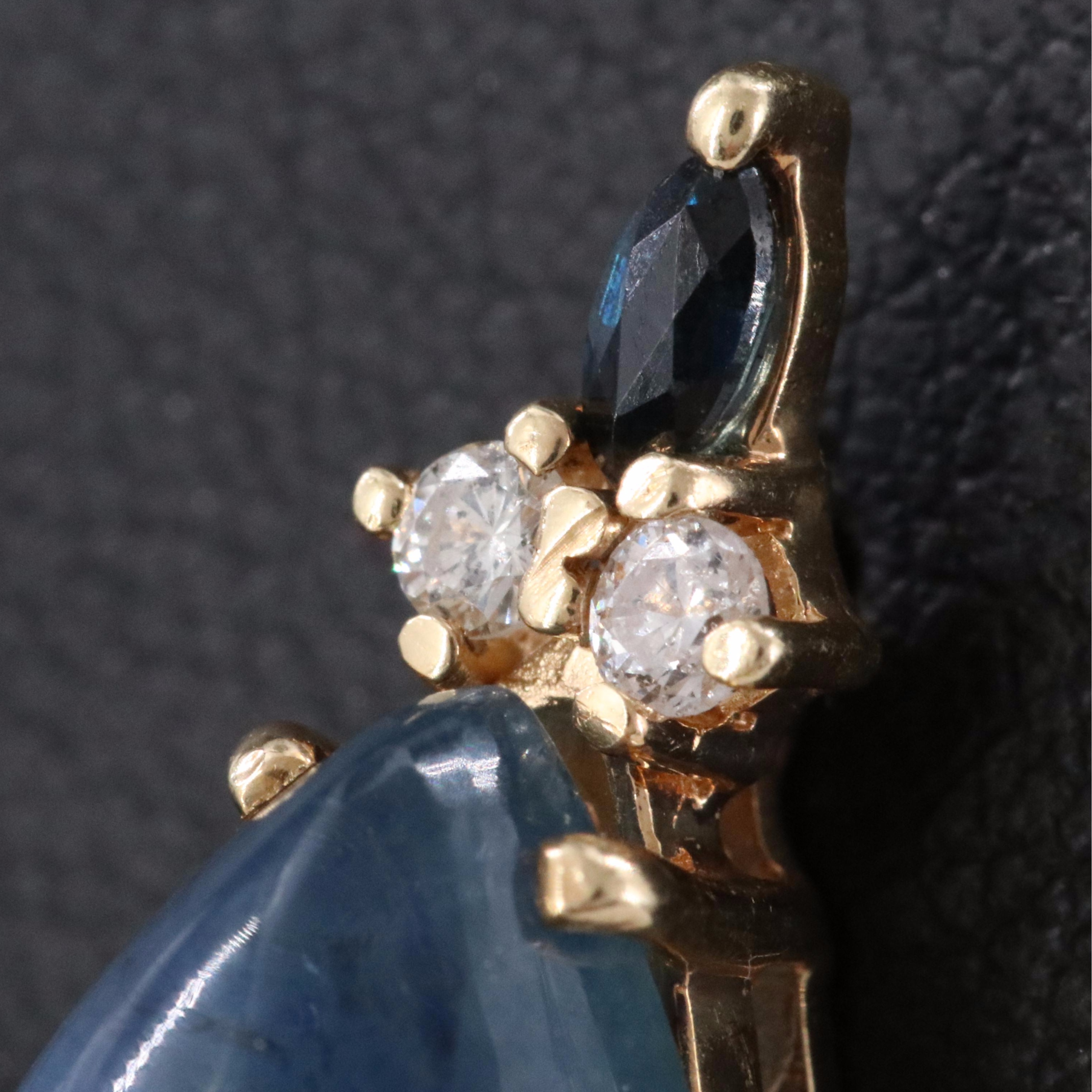 14K 14.14 CTW Sapphire and Diamond Drop Earrings | EBTH