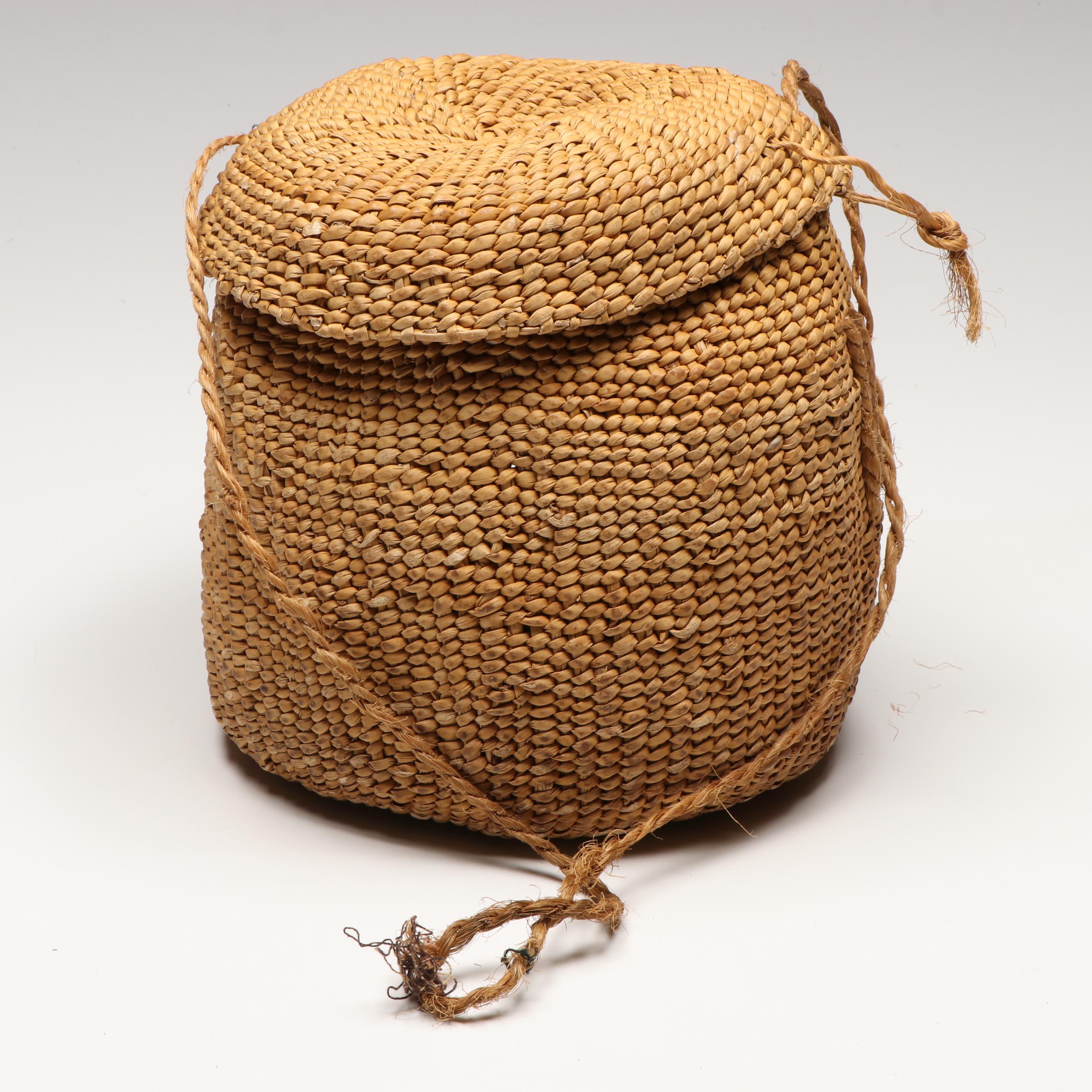 Tanzanian Iraqw Papyrus Fiber Carrying Vessel with Vietnamese Basketry ...