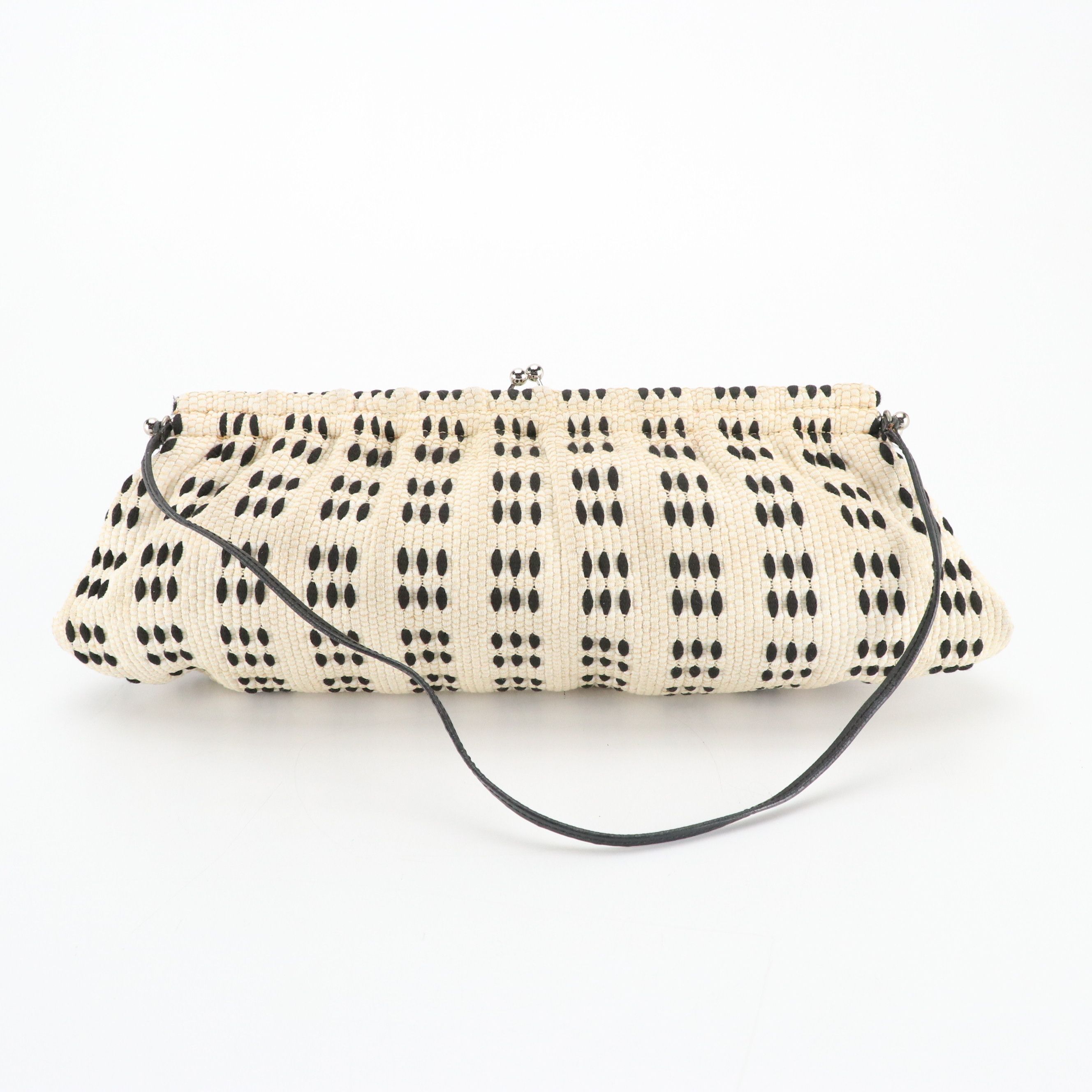 Miu Miu Shoulder Bag in Woven Black and White Canvas | EBTH