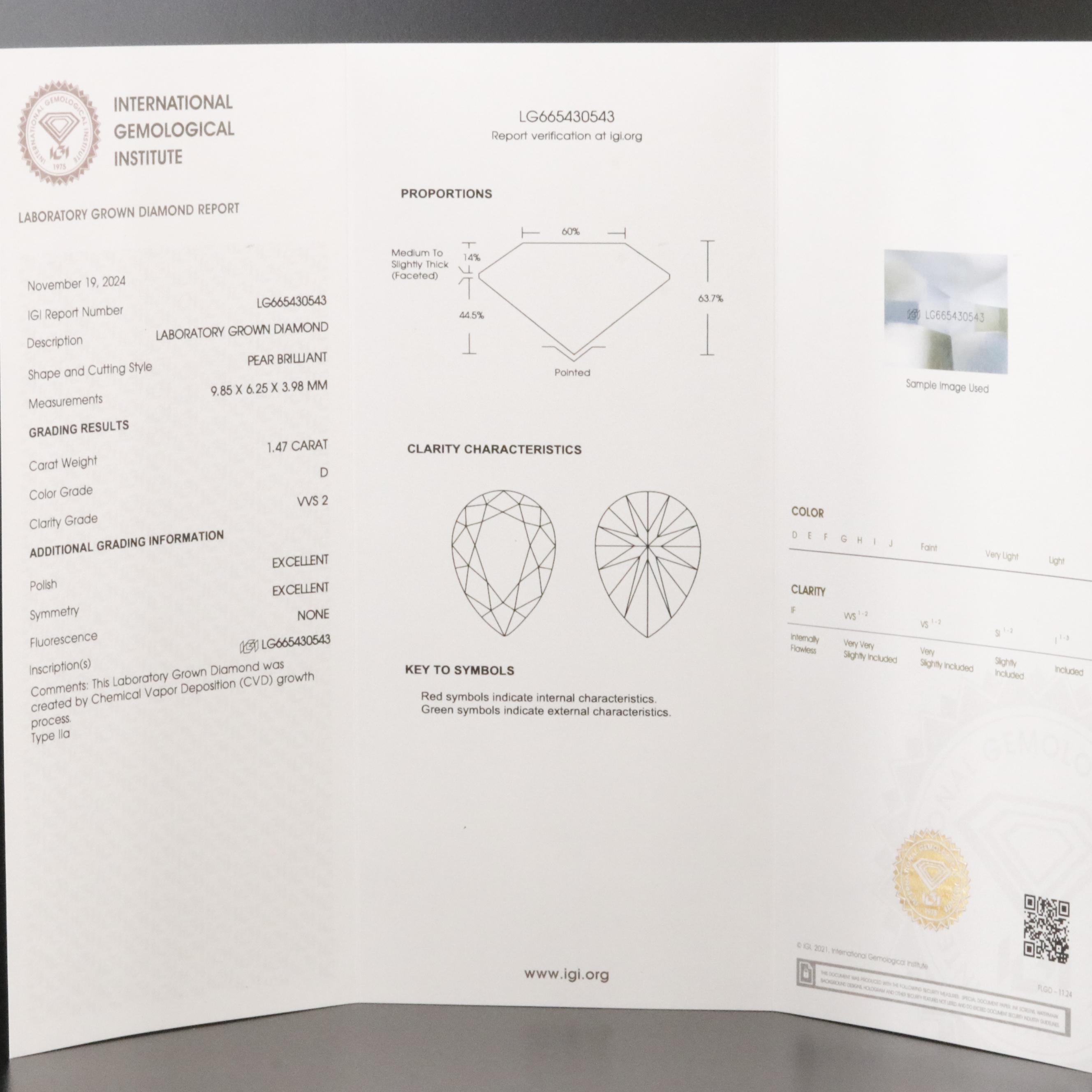 Loose 1.47 CT Lab Grown Diamond with IGI Report | EBTH