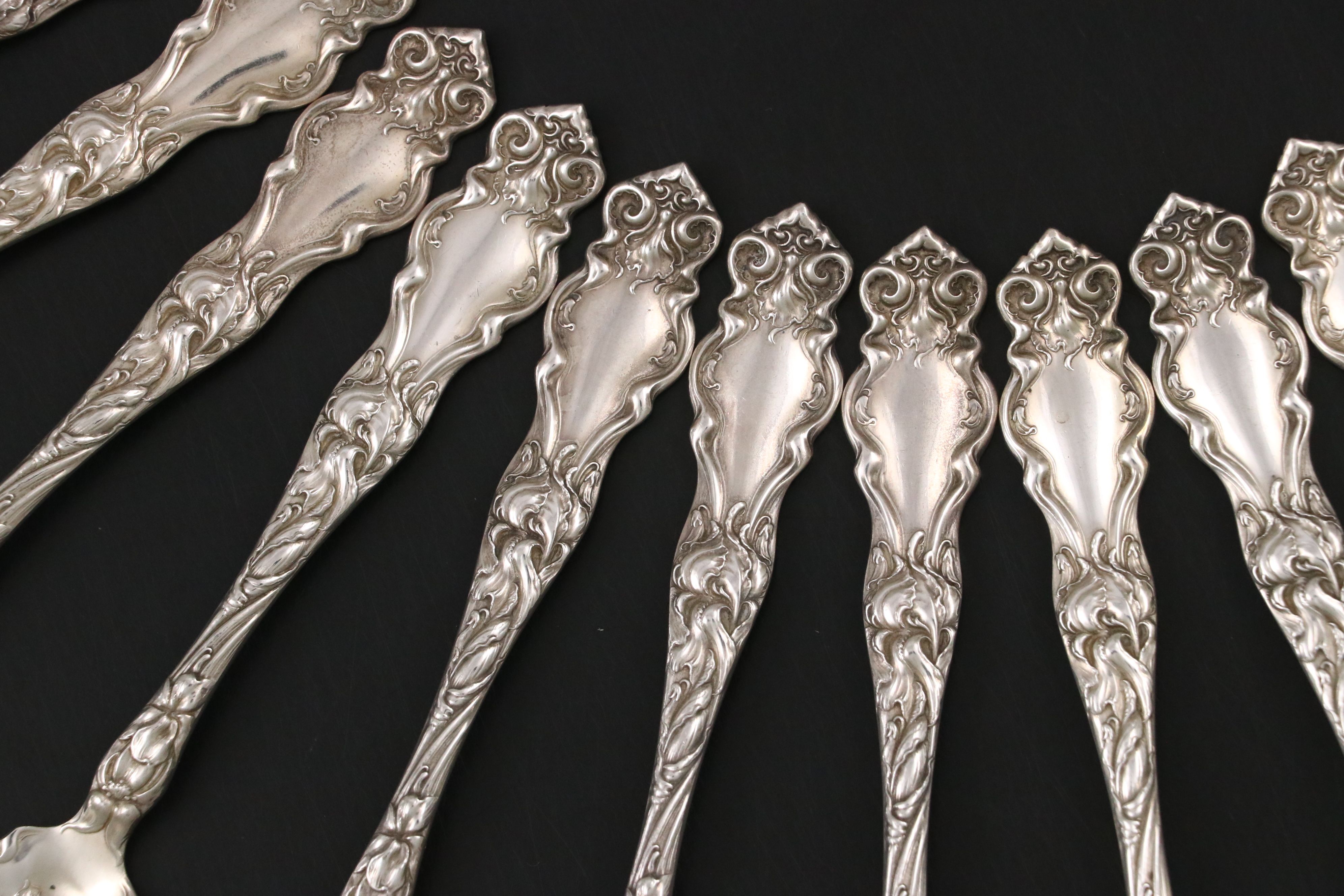 R. Wallace & Sons "Eton" Sterling Silver Ice Cream Forks, Early 20th ...