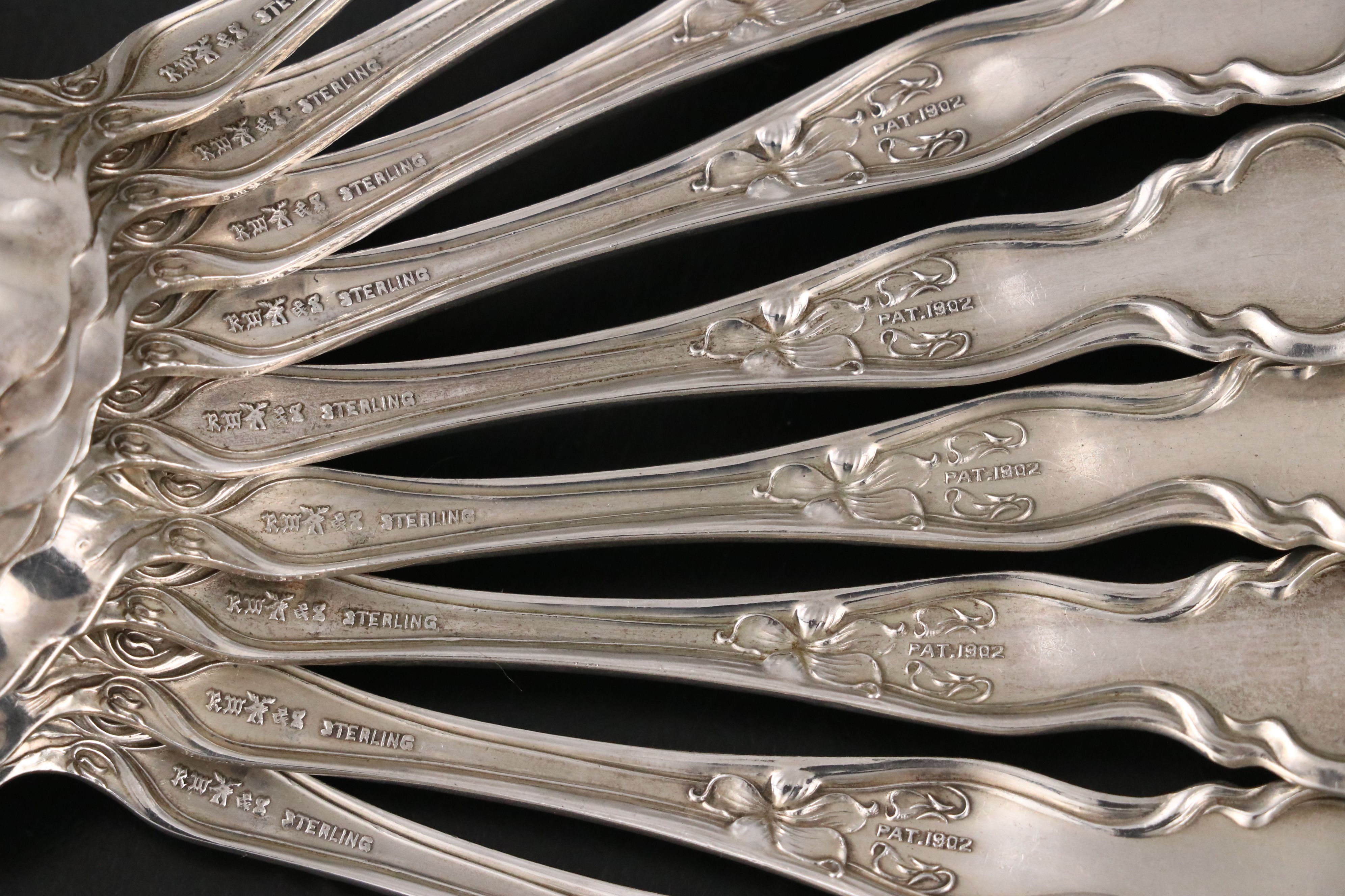 R. Wallace & Sons "Eton" Sterling Silver Ice Cream Forks, Early 20th ...