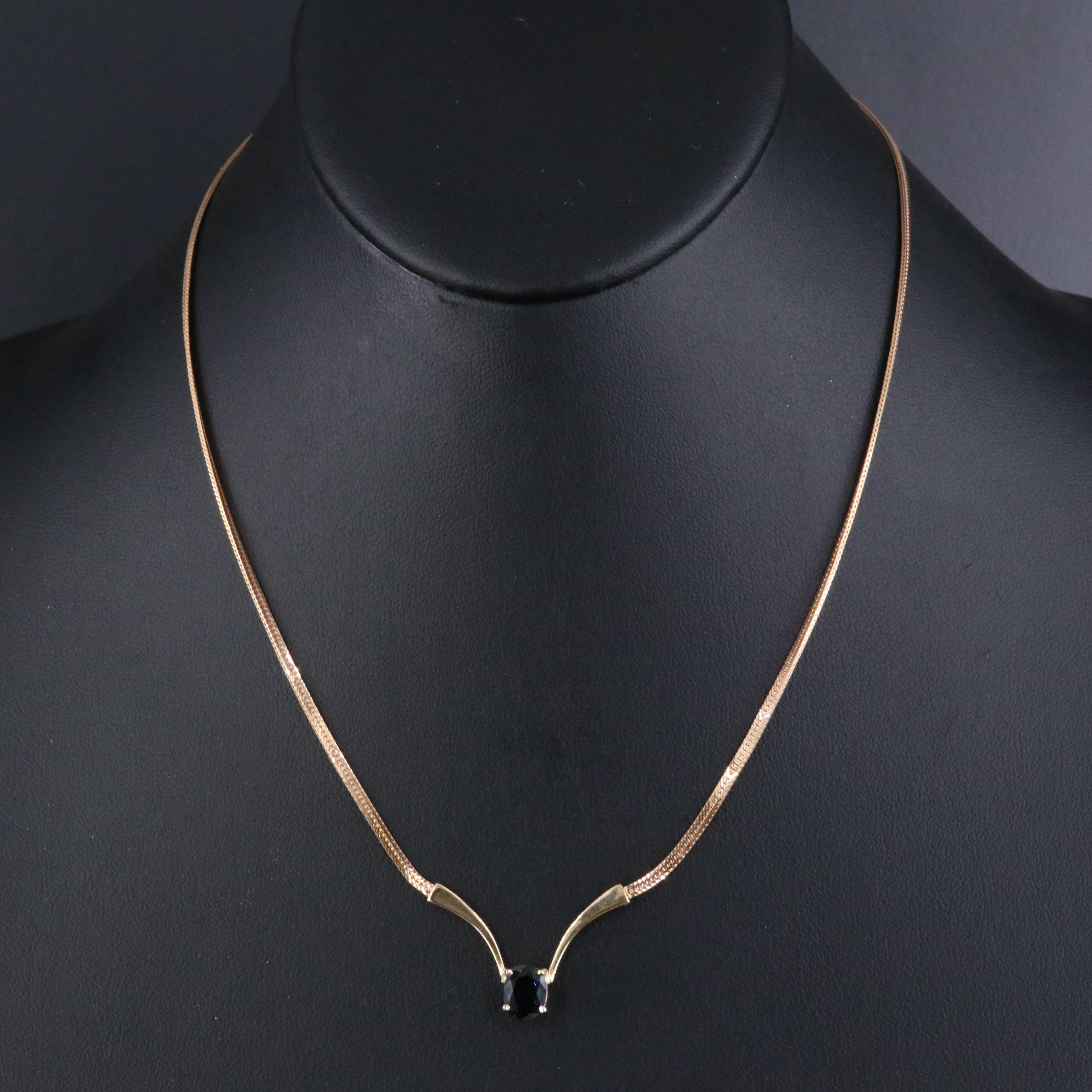 14K 1.76 CT Sapphire V Collar Necklace | EBTH