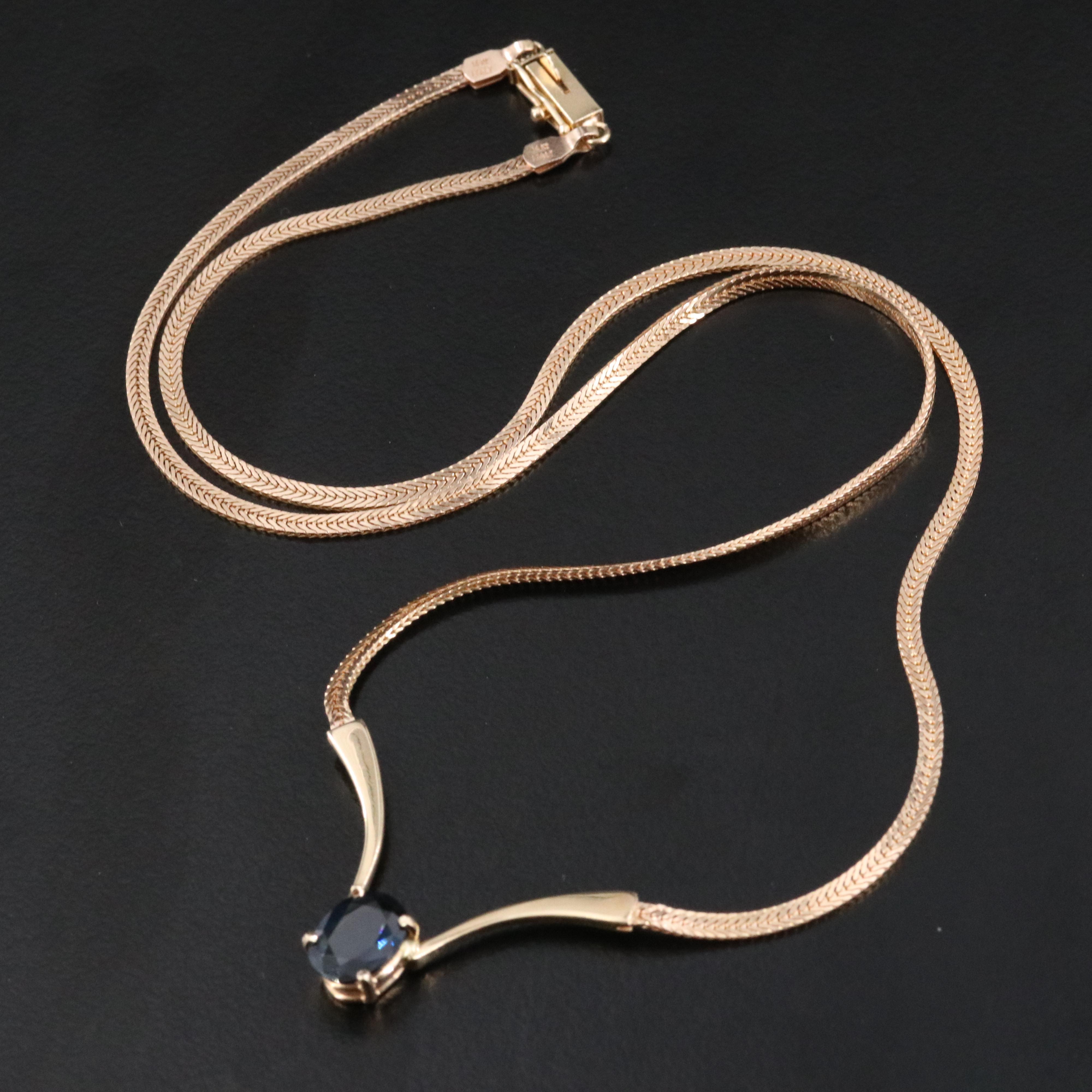 14K 1.76 CT Sapphire V Collar Necklace | EBTH