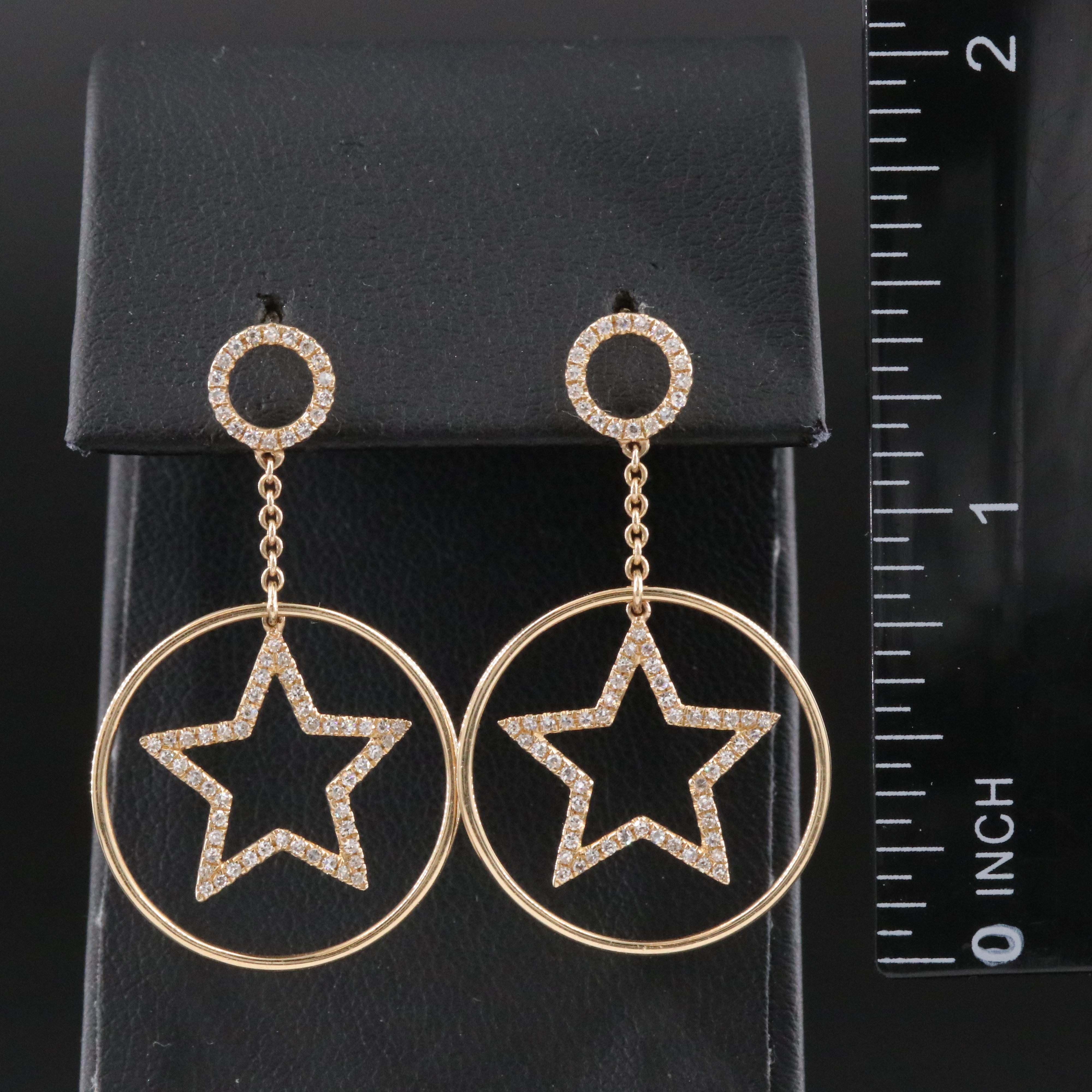 14K 0.59 CTW Diamond Star Drops with Circles | EBTH