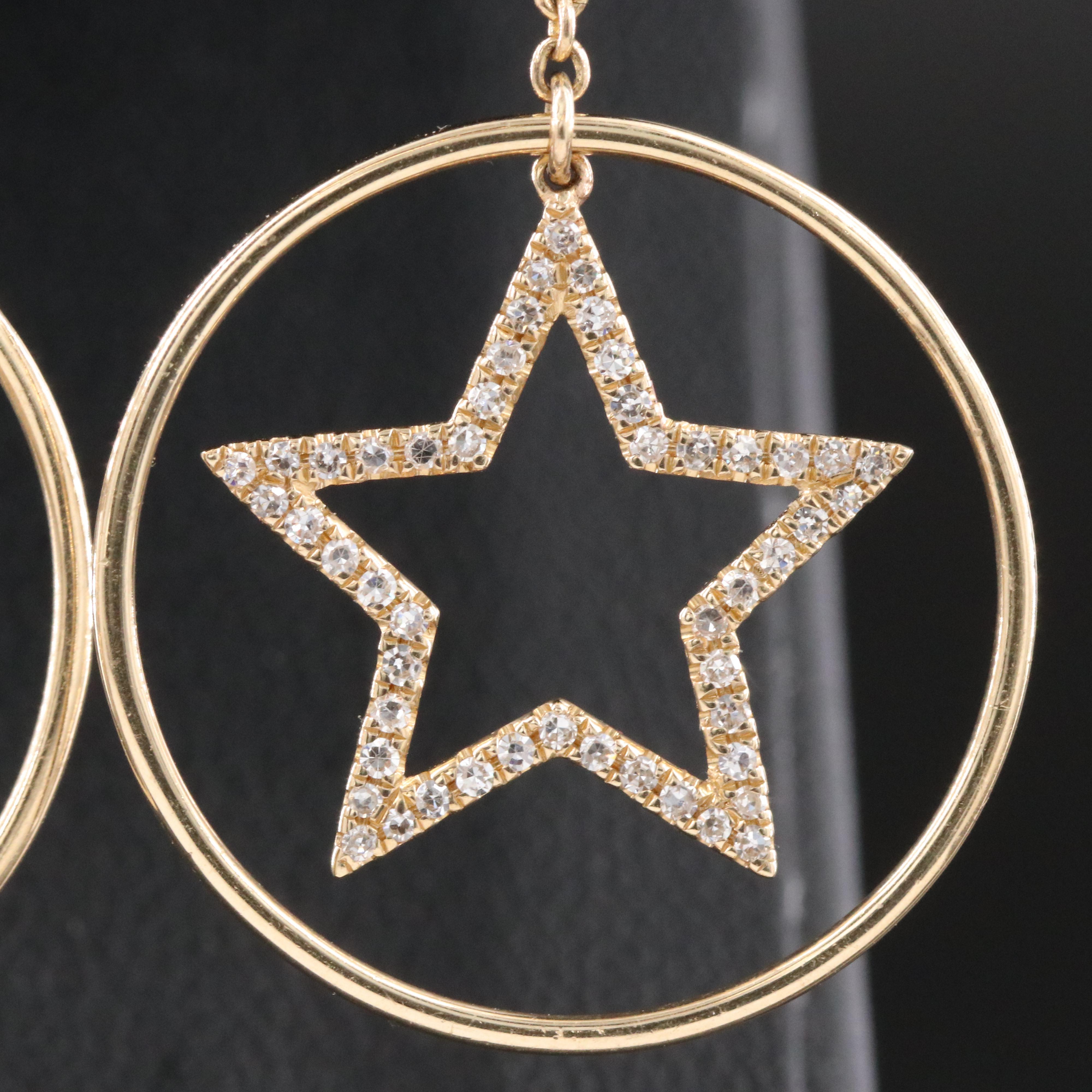 14K 0.59 CTW Diamond Star Drops with Circles | EBTH
