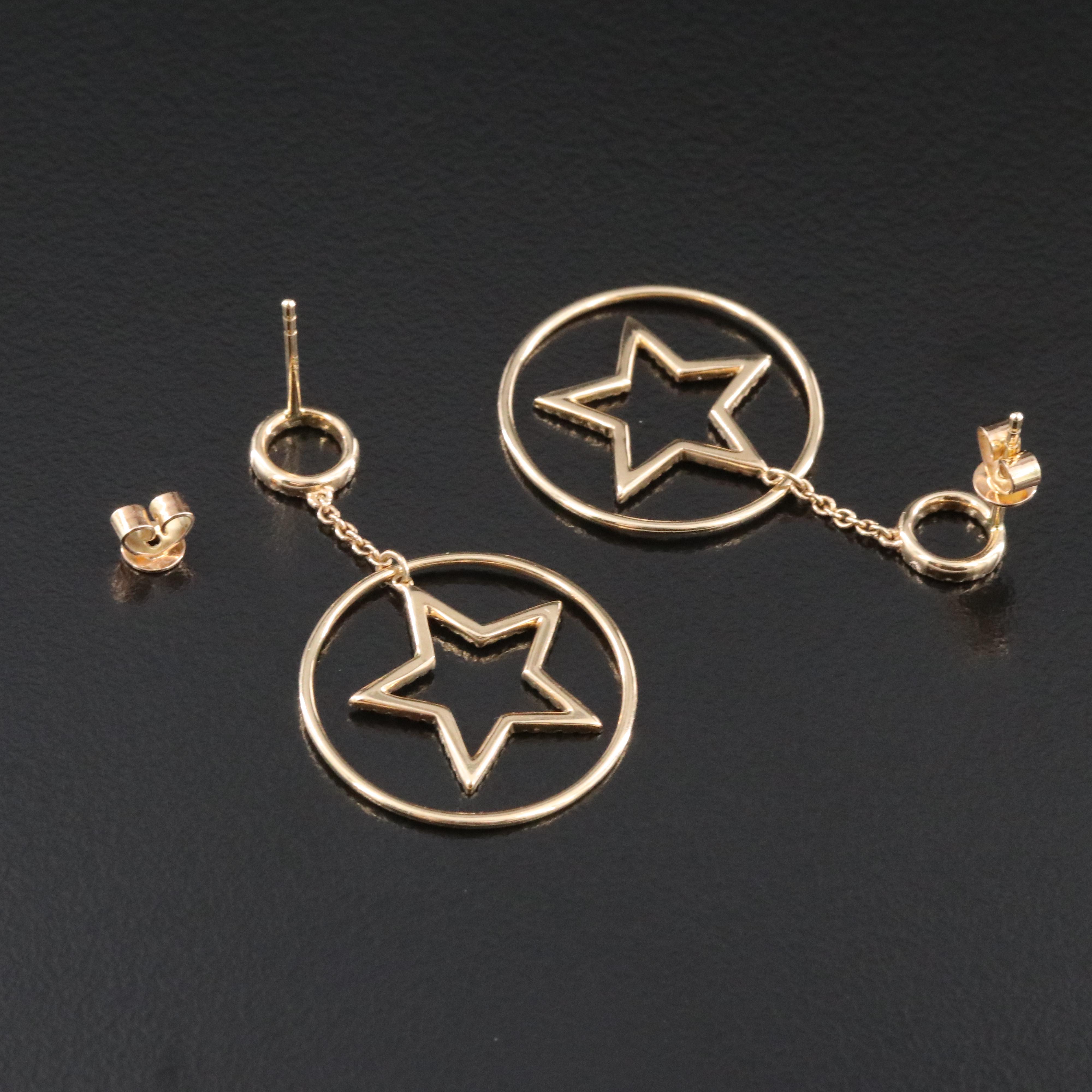 14K 0.59 CTW Diamond Star Drops with Circles | EBTH