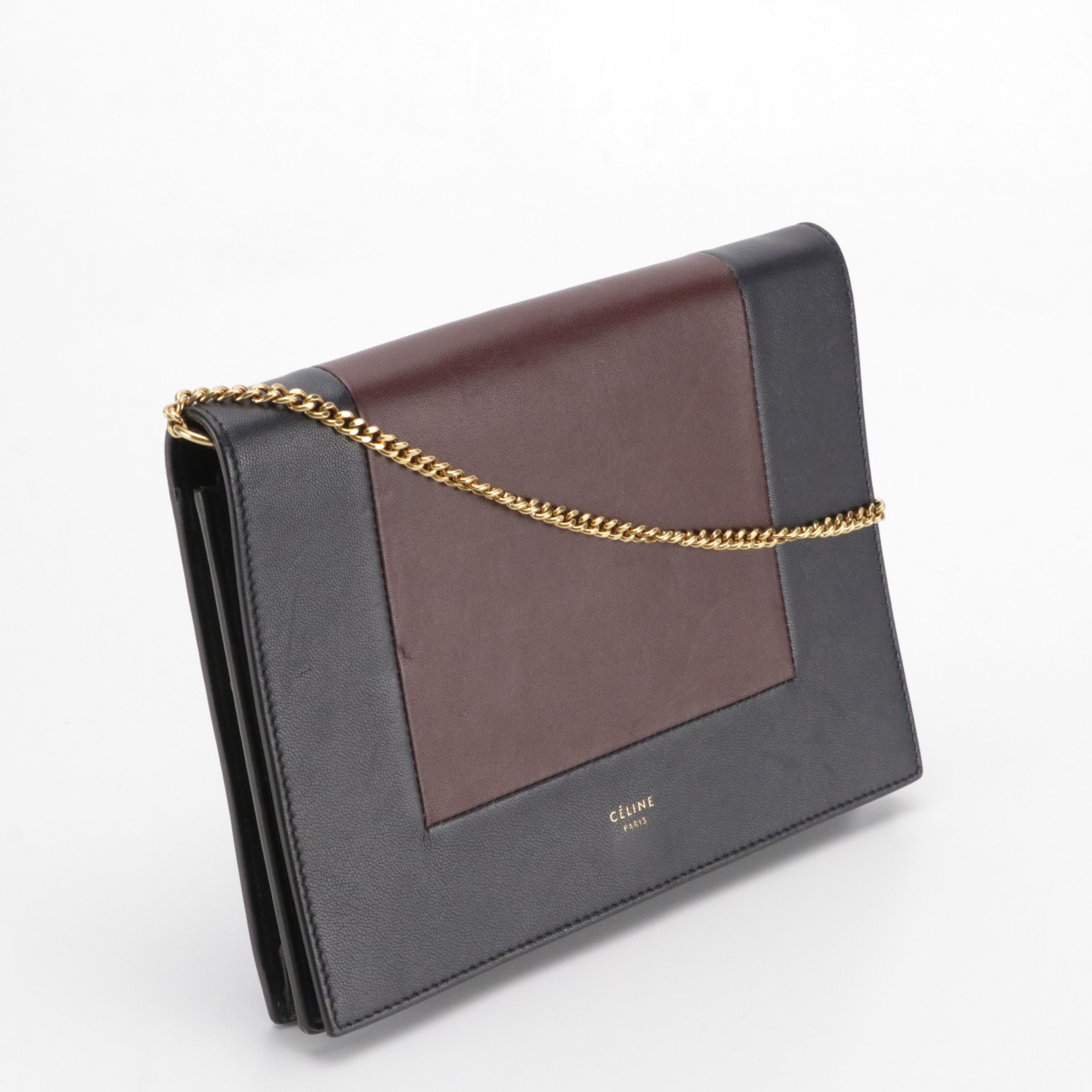 Celine Frame Chain Link Wallet on Chain Crossbody in Bicolor Lambskin ...