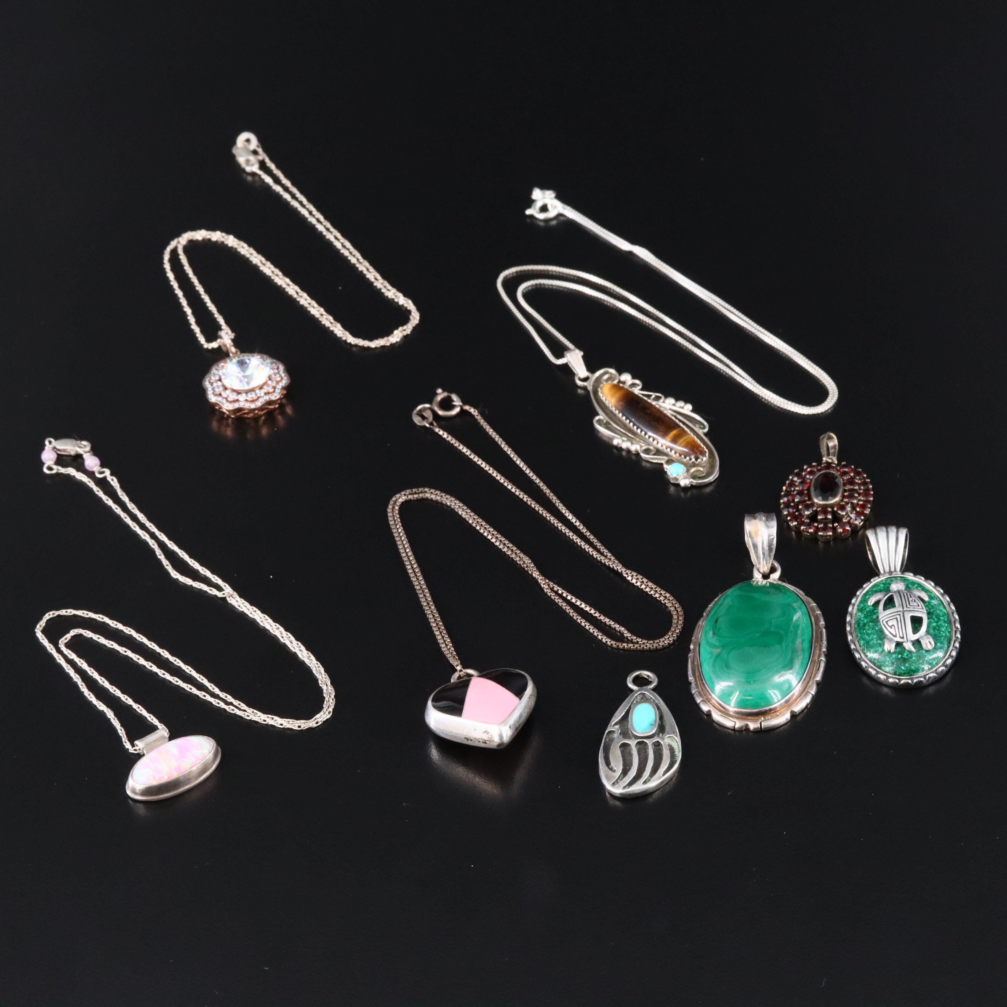 Tiger's Eye Southwestern Style Necklace in a Sterling with Gemstones ...