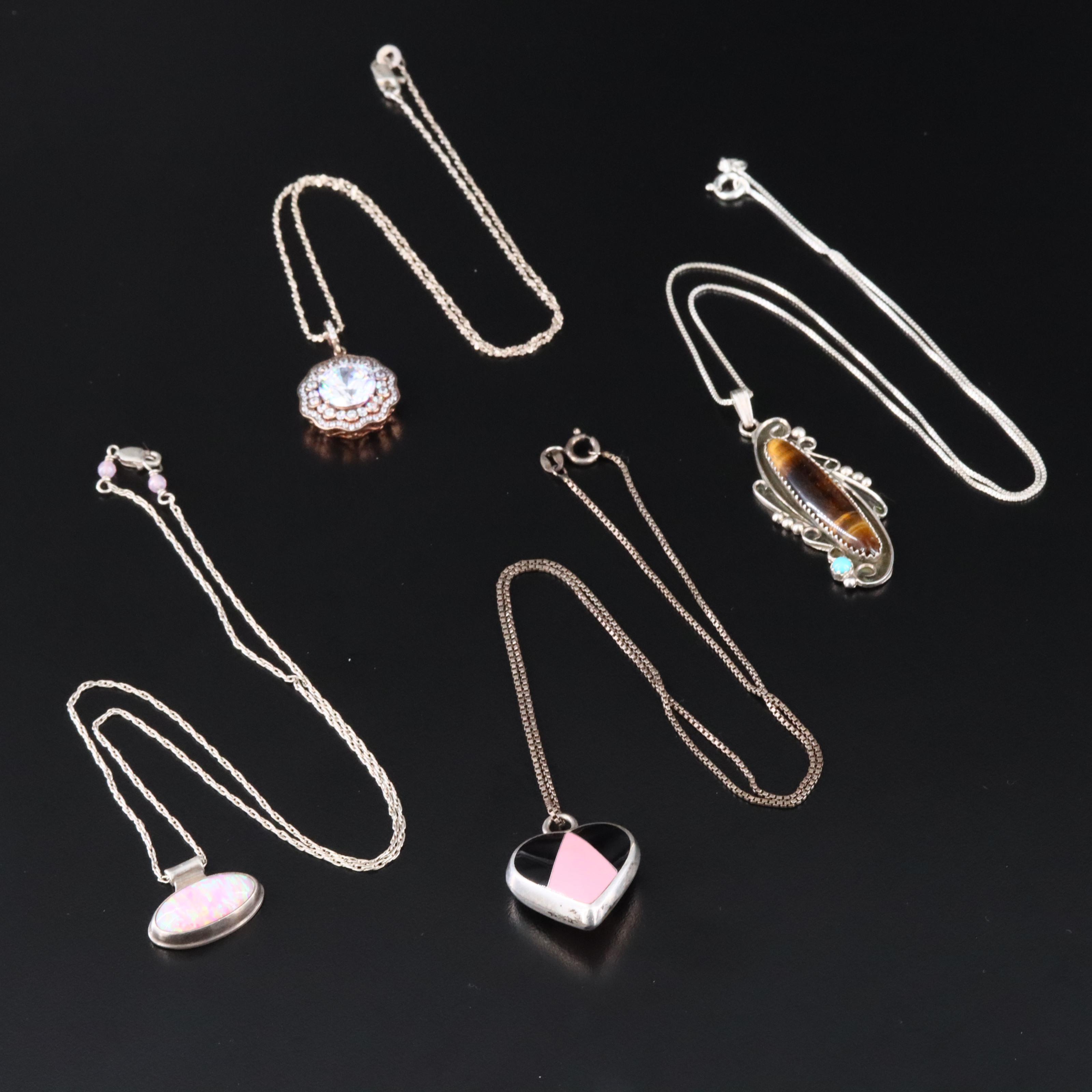 Tiger's Eye Southwestern Style Necklace in a Sterling with Gemstones ...