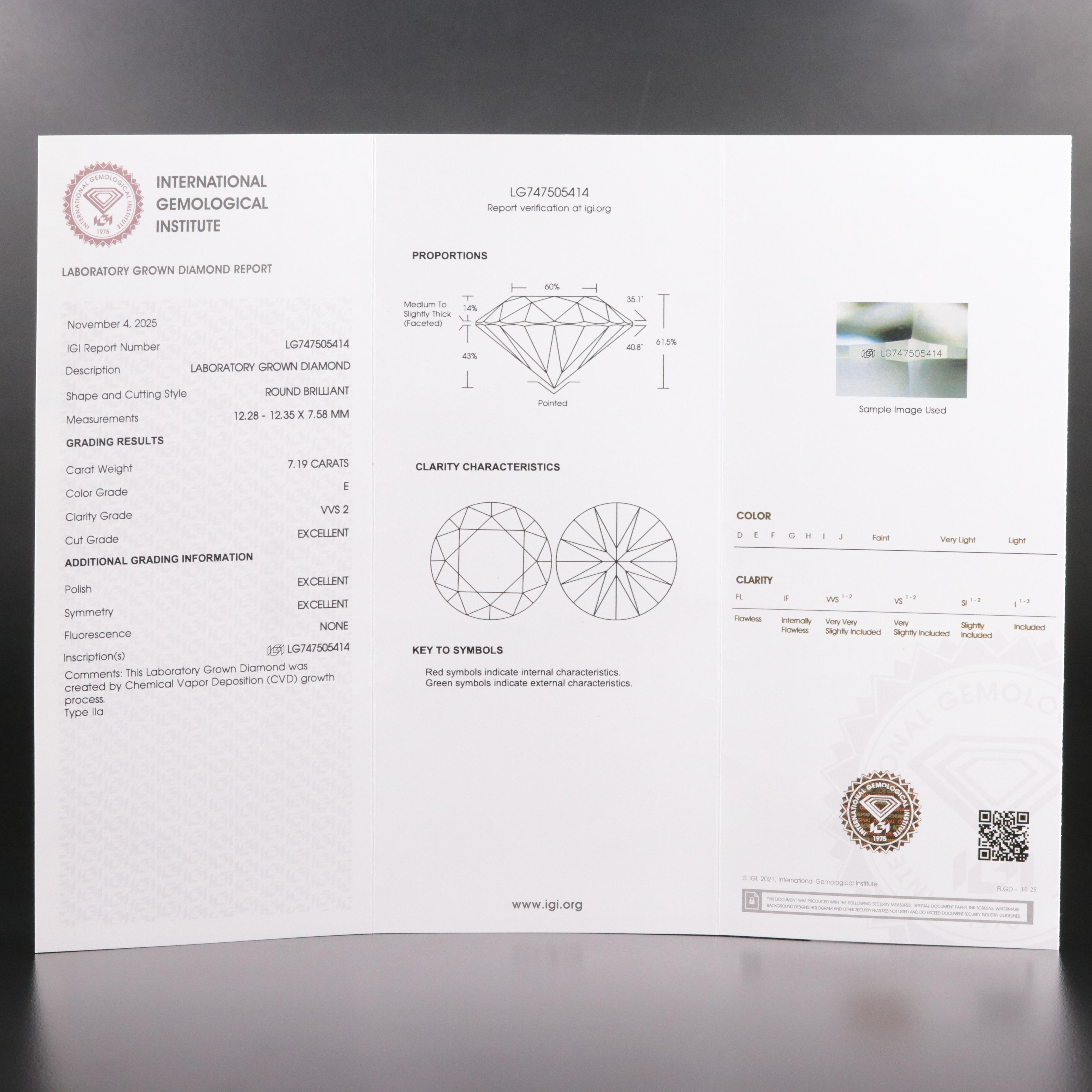 18K 7.19 CT Lab Grown Diamond Solitaire Ring with IGI Report | EBTH