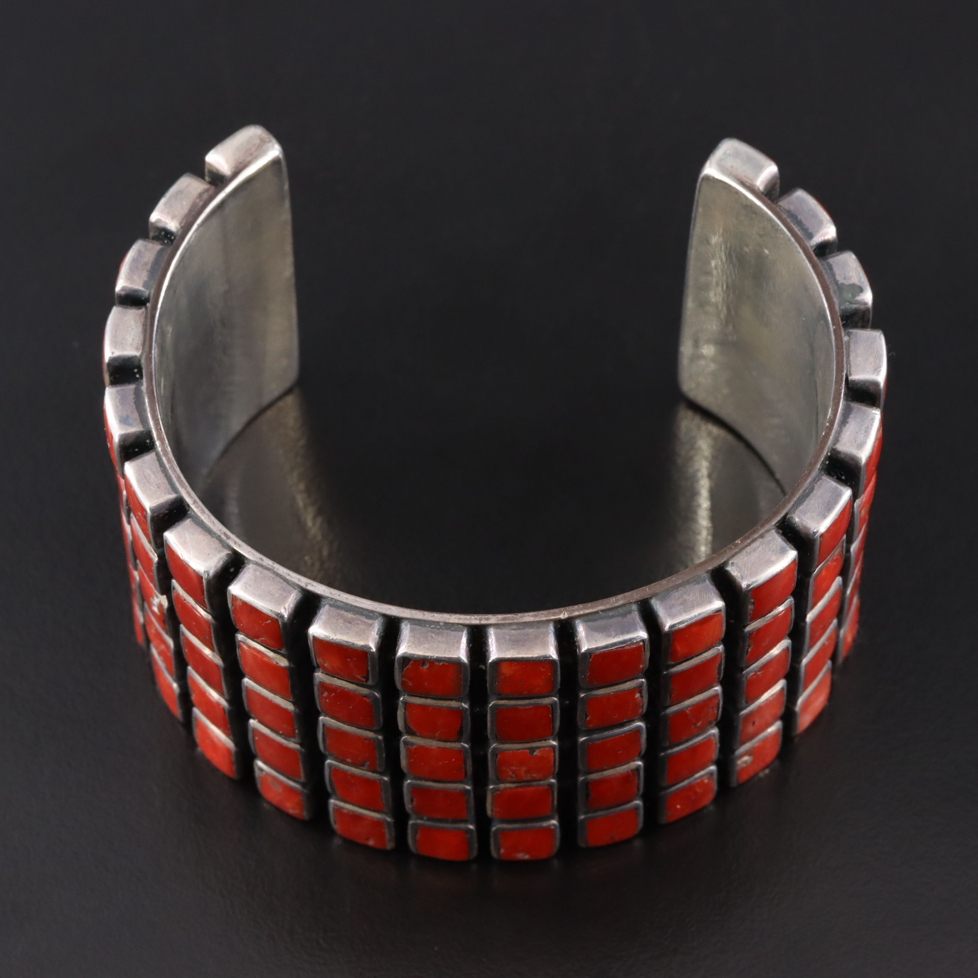 Federico Jiménez Mexican Sterling Coral Cluster Cuff Bracelet | EBTH