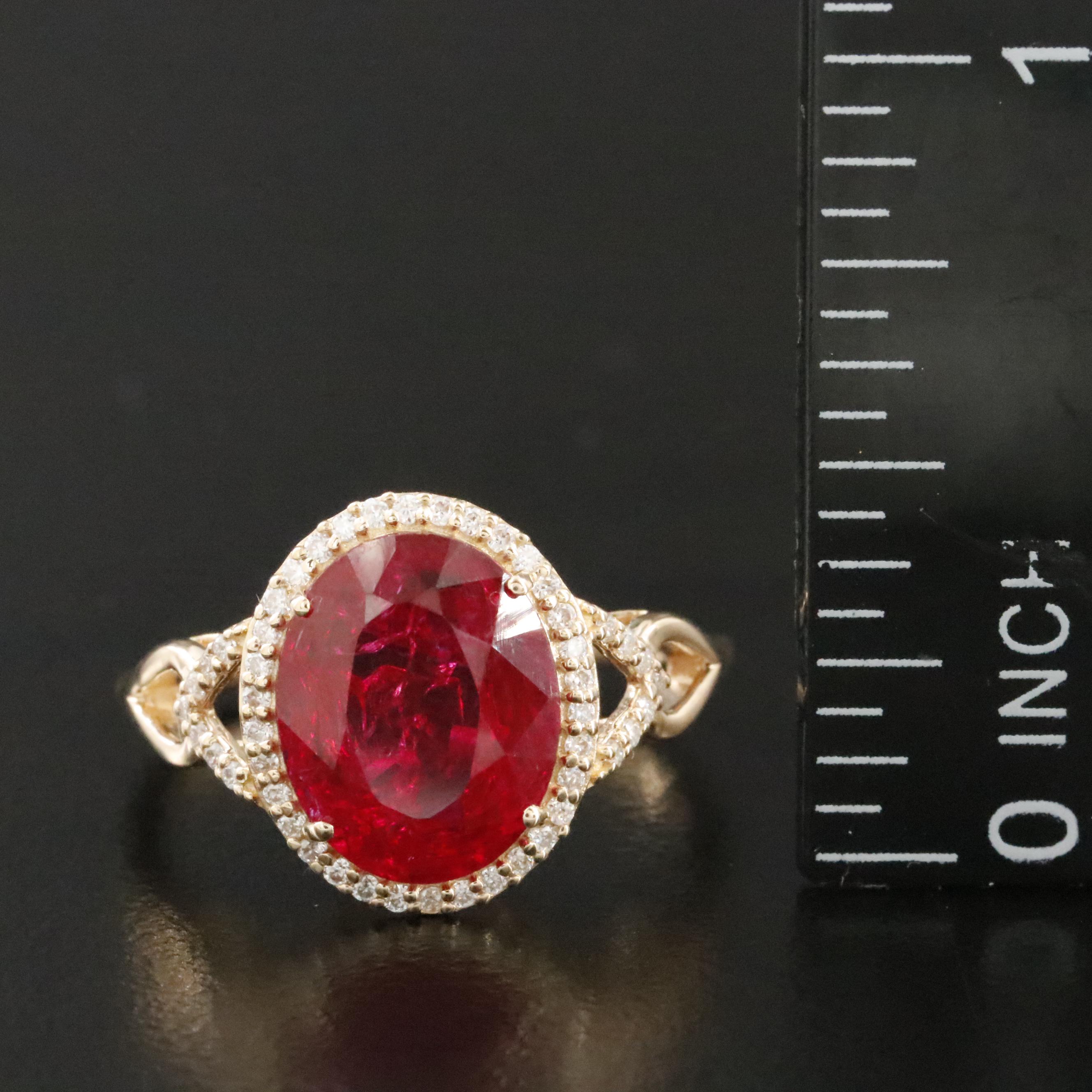 14K 3.44 CT Ruby and Moissanite Ring | EBTH