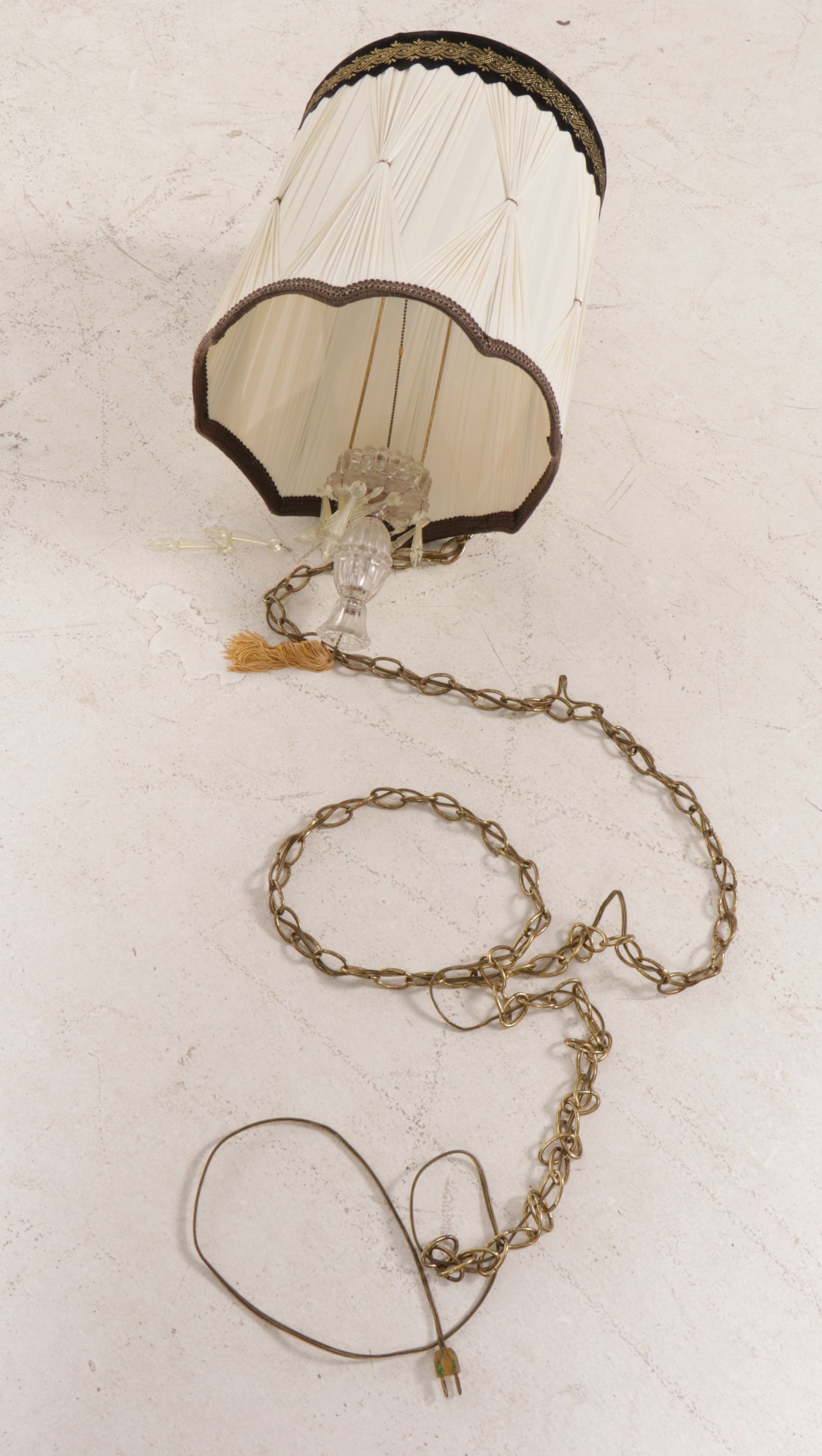 Hollywood Regency Style Pendant Light with Pleated Fabric Shade | EBTH