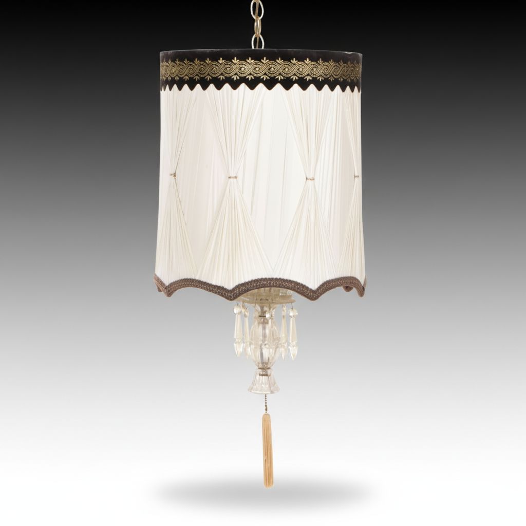 Hollywood Regency Style Pendant Light with Pleated Fabric Shade | EBTH