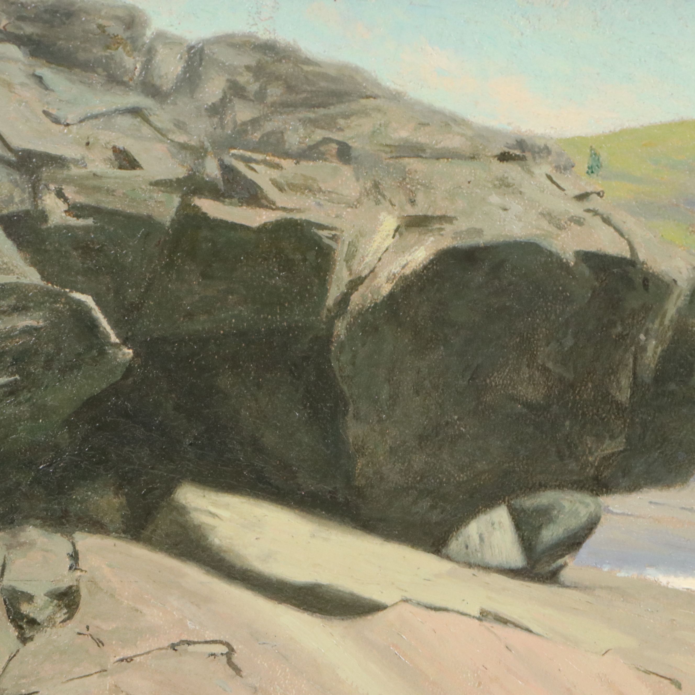 James Longacre Wood Seascape Oil Painting, Circa 1920 | EBTH