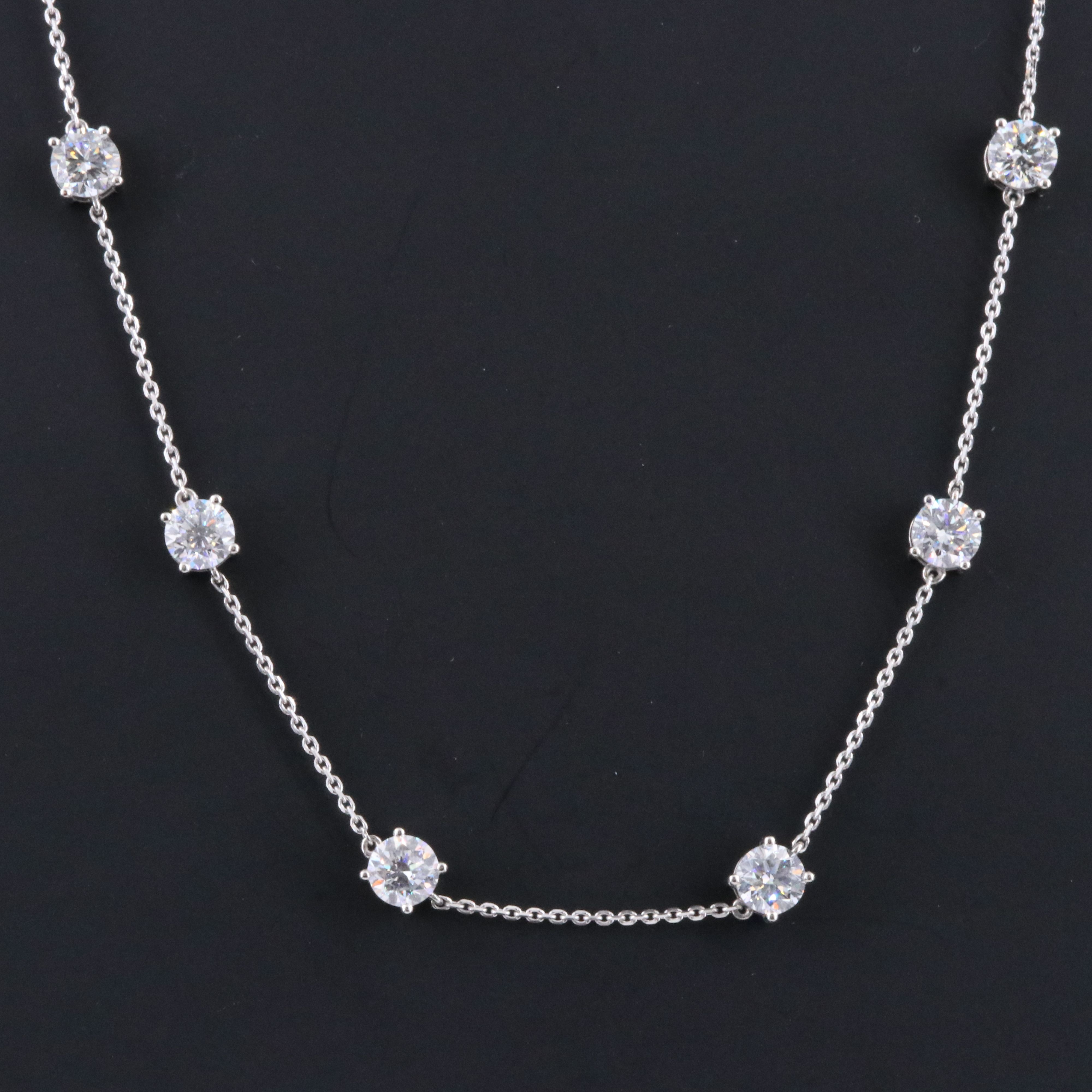 Platinum 9.87 CTW Lab Grown Diamond Station Necklace | EBTH