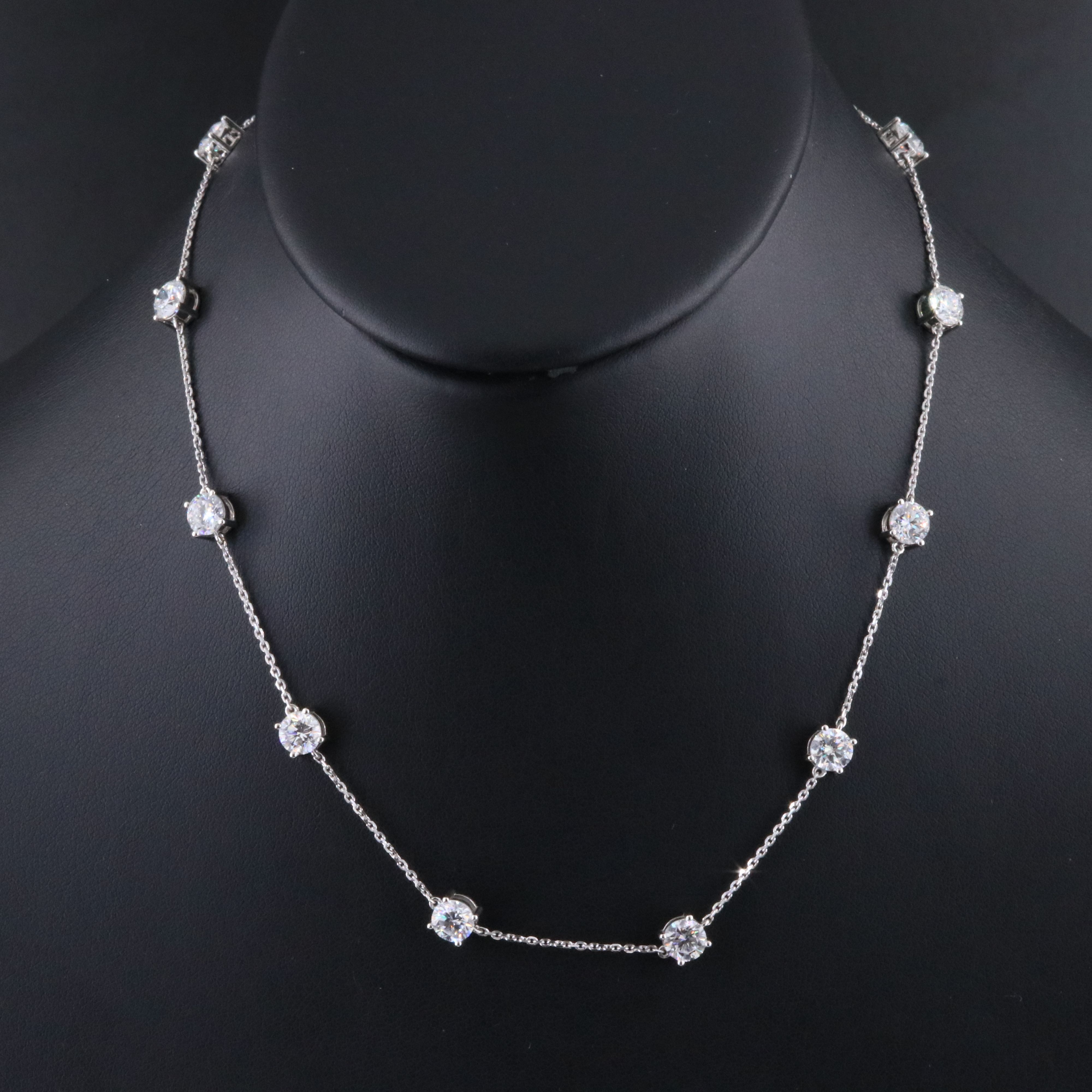 Platinum 9.87 CTW Lab Grown Diamond Station Necklace | EBTH