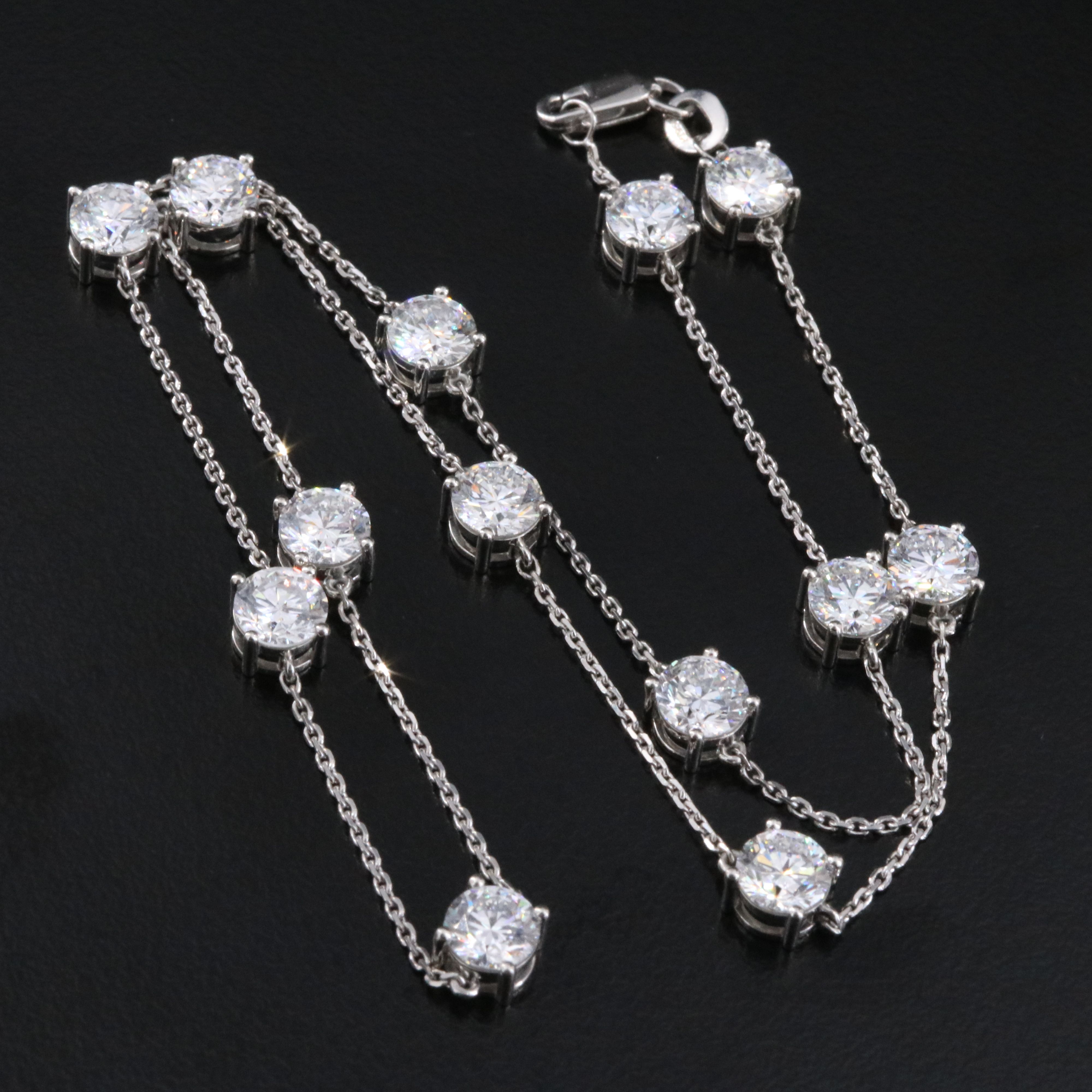 Platinum 9.87 CTW Lab Grown Diamond Station Necklace | EBTH