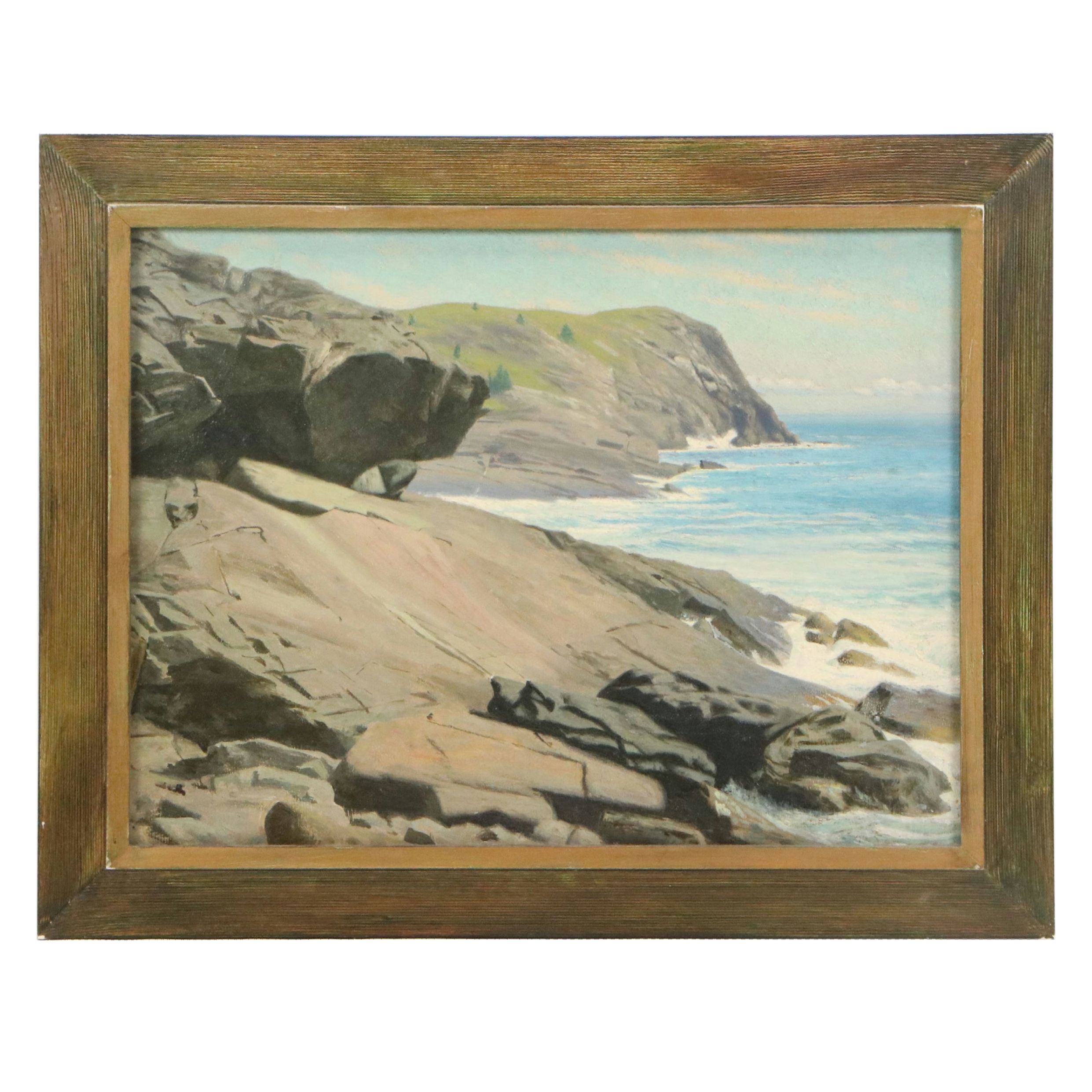 James Longacre Wood Seascape Oil Painting, Circa 1920 | EBTH