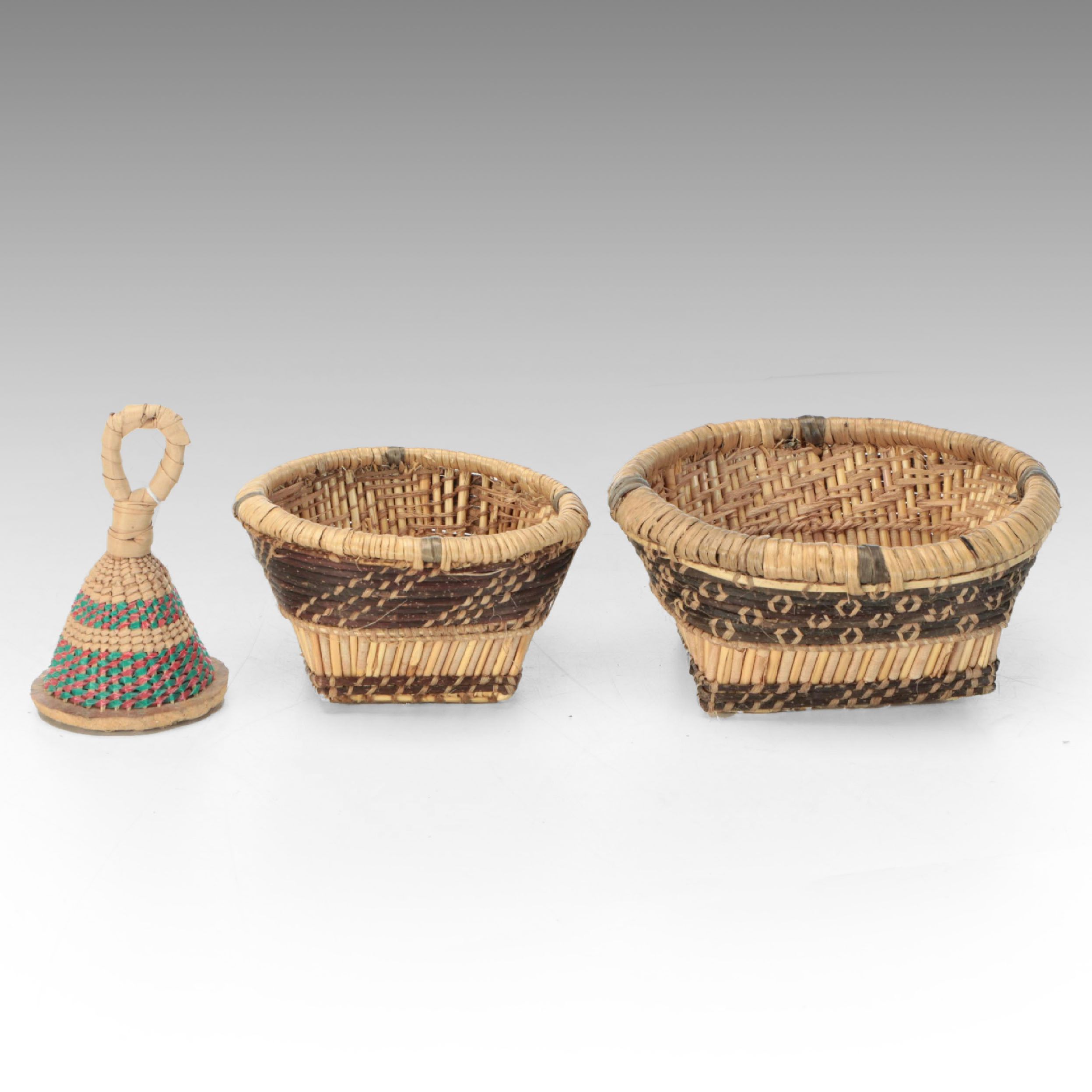 Dogon Baobab Bark and Straw Baskets with Rattle | EBTH