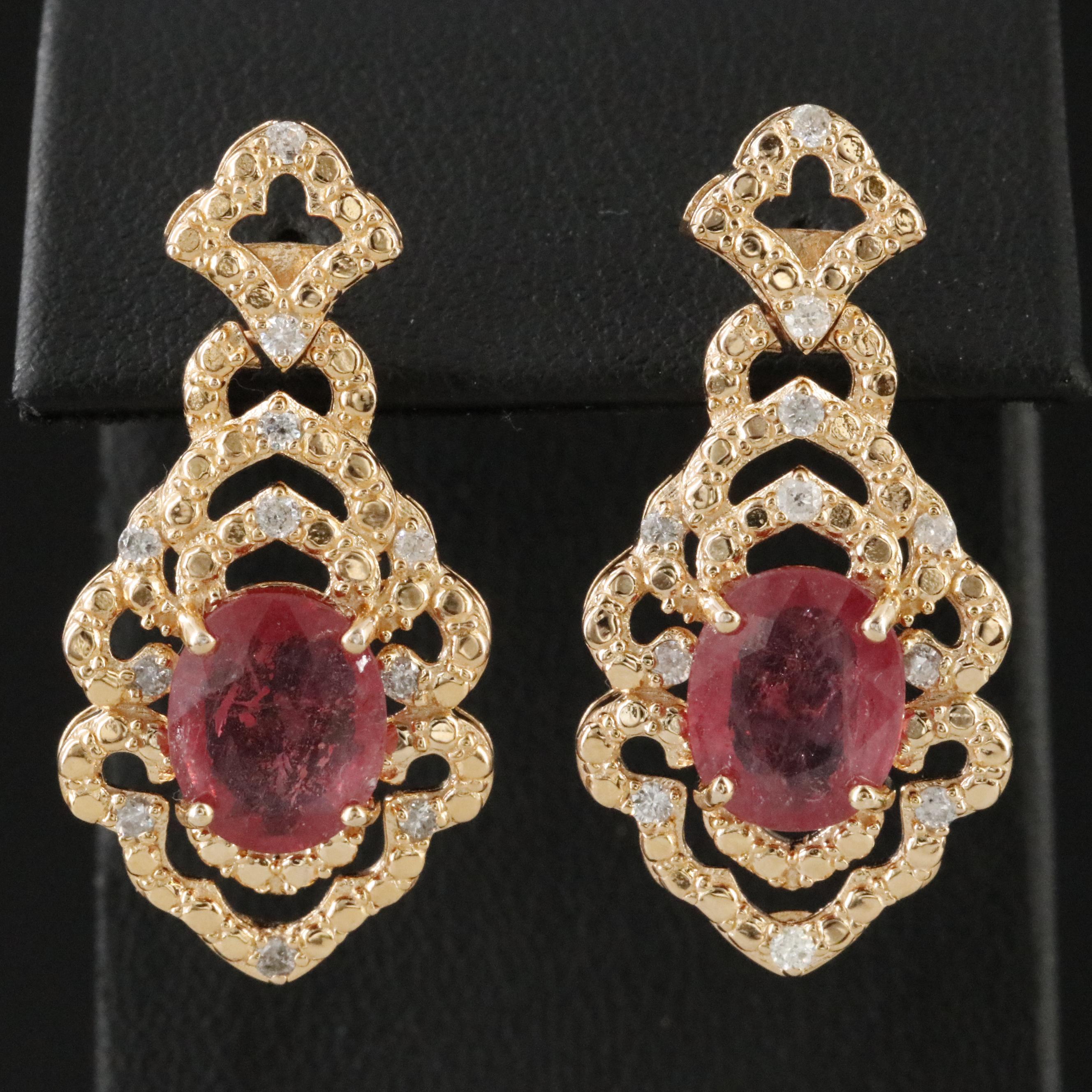 Sterling Filled Corundum and Diamond Earrings | EBTH