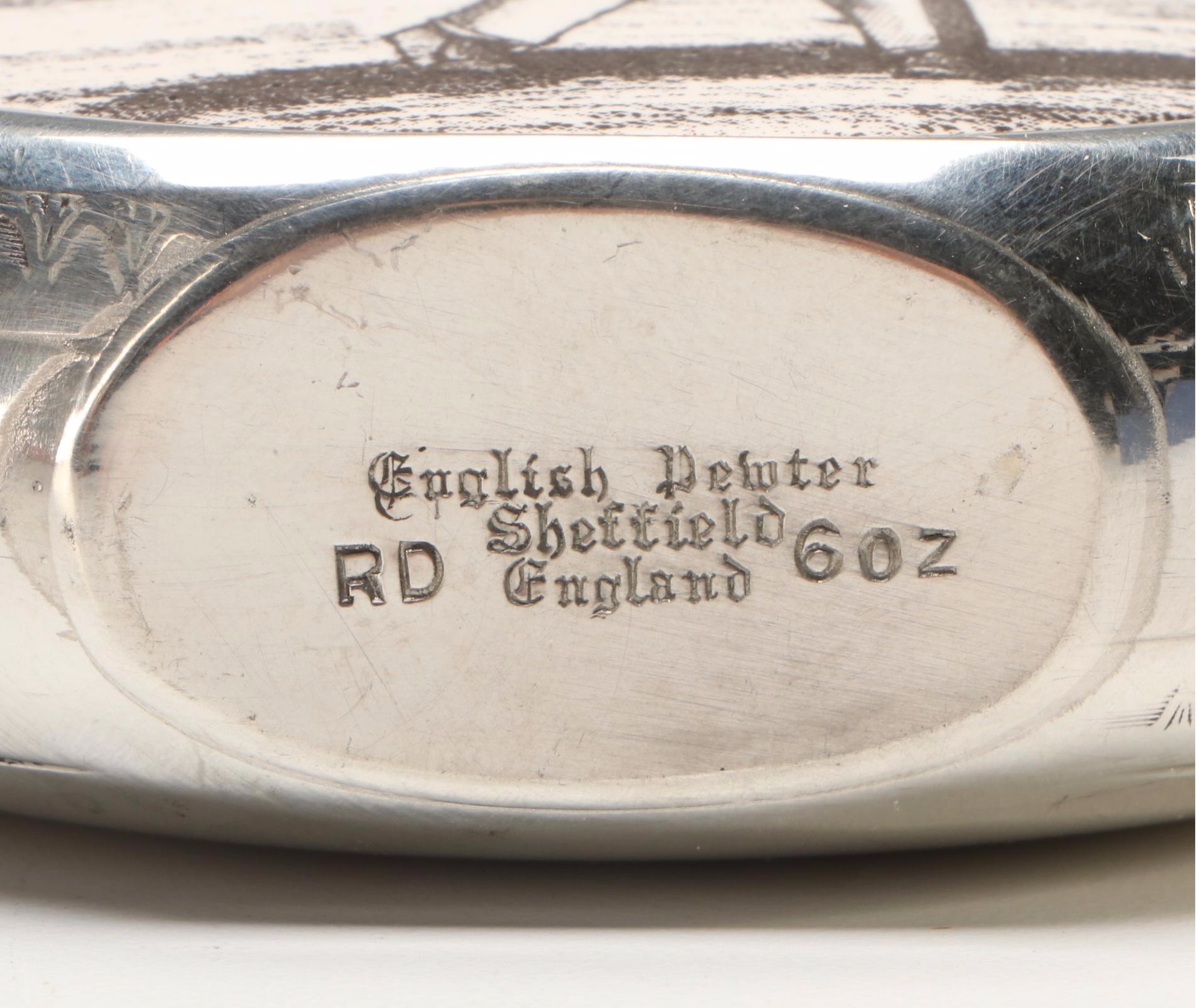 Pinder Brothers Sheffield Pewter Spirit Flask with Golfing Scene | EBTH