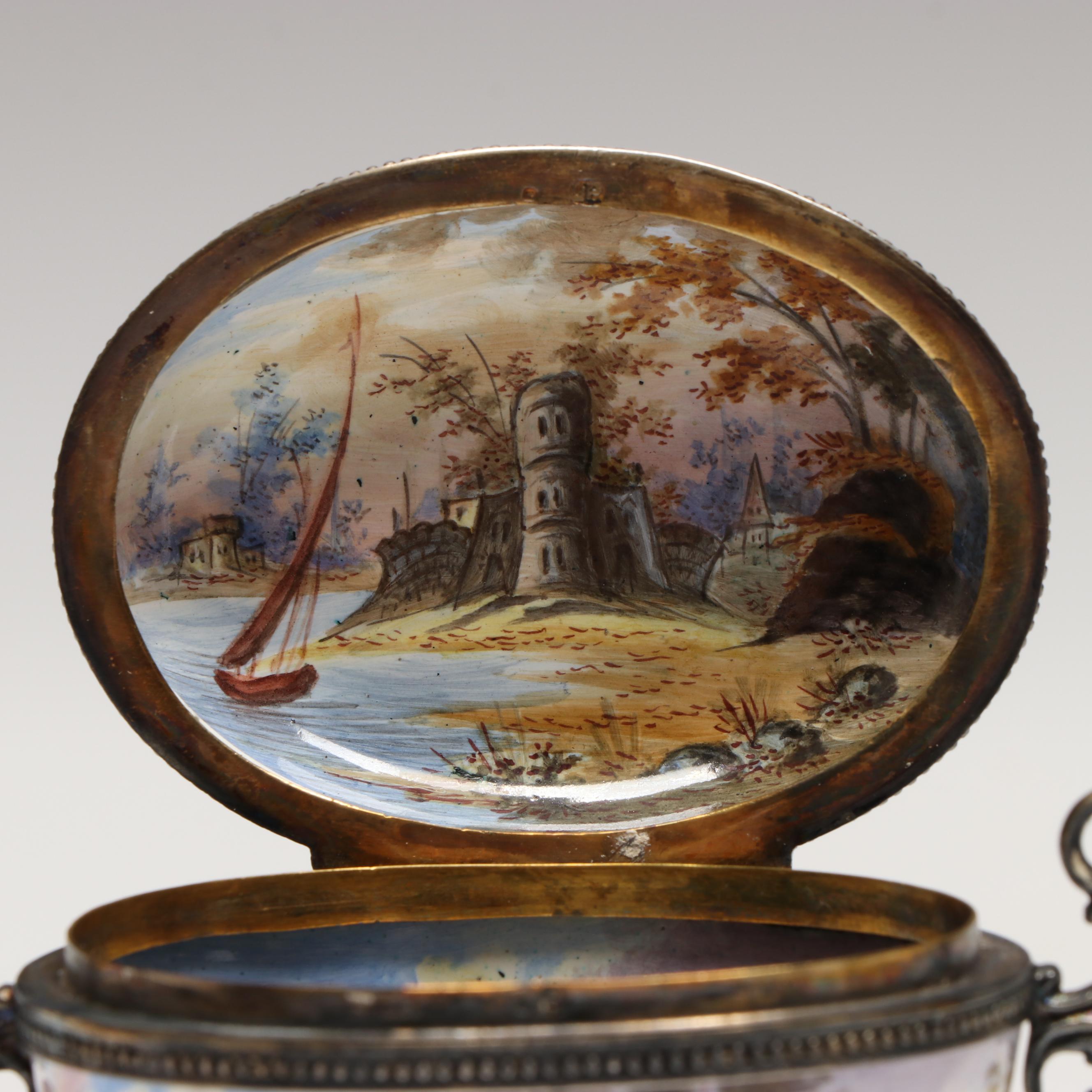 Viennese 750 Silver, Gilt and Enamel Box by Ludwig Politzer, Mid to ...