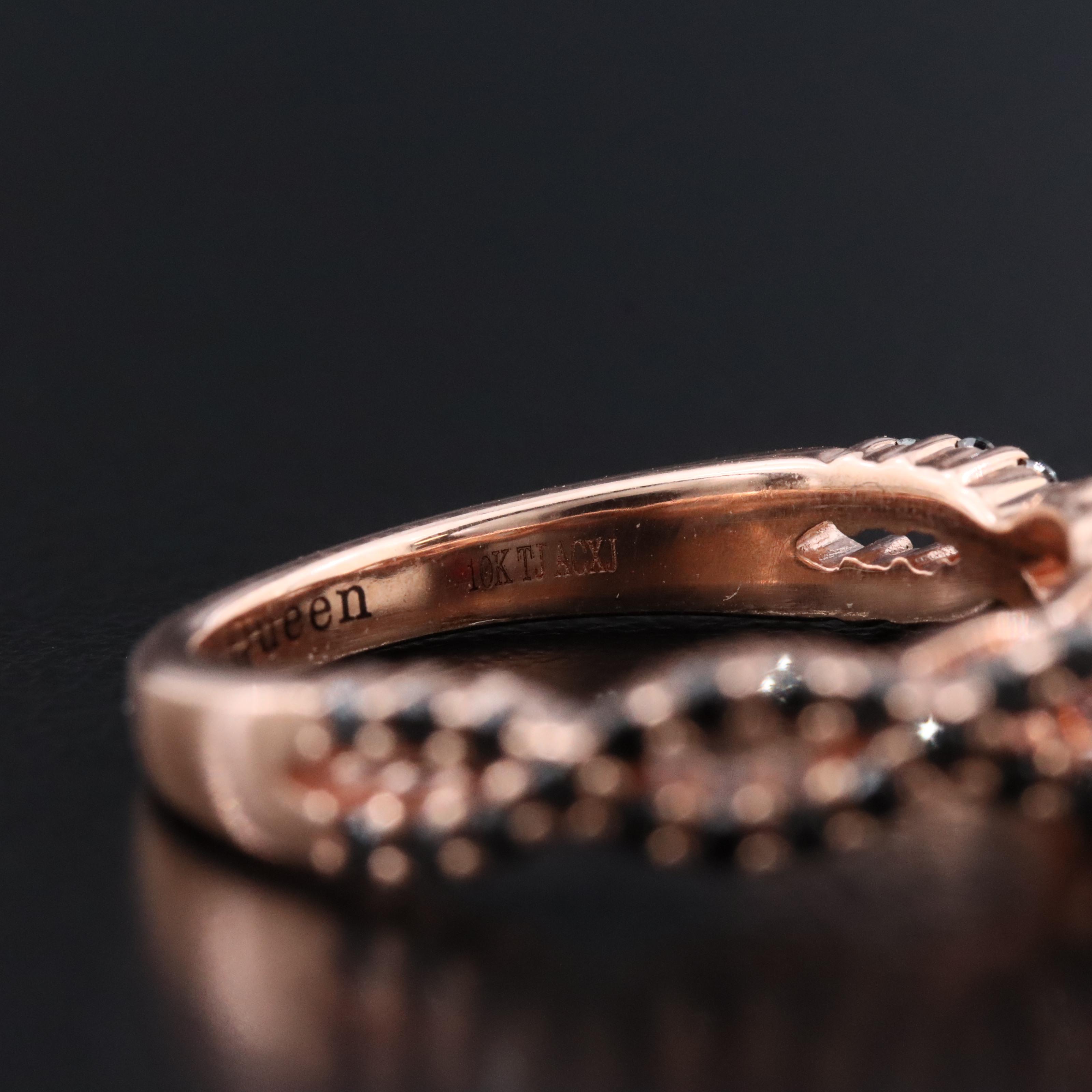 10K Rose Gold Ruby, Black Diamond and Sapphire Ring | EBTH