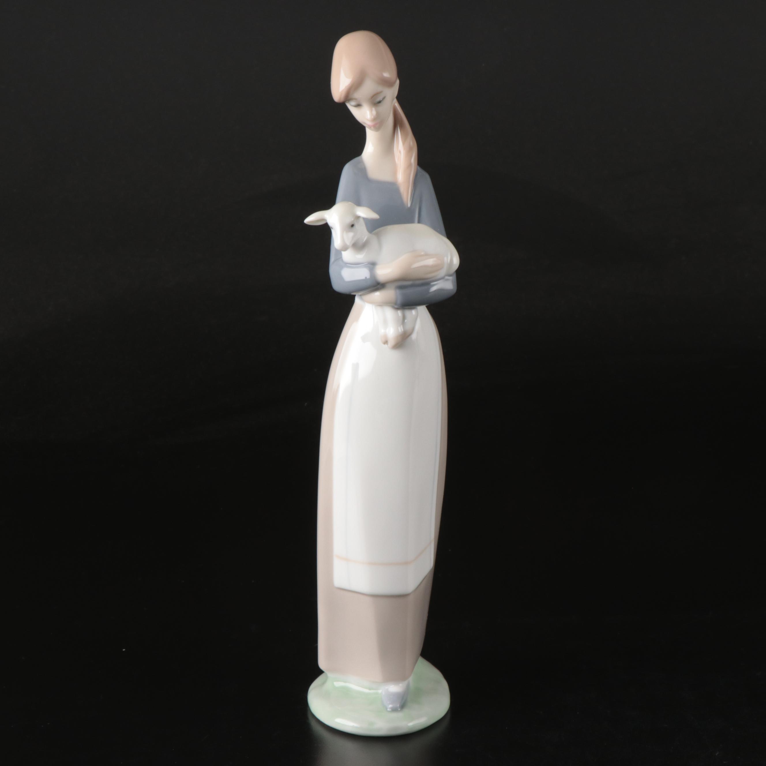 Lladro Porcelain "Girl with Lamb" Figurine | EBTH
